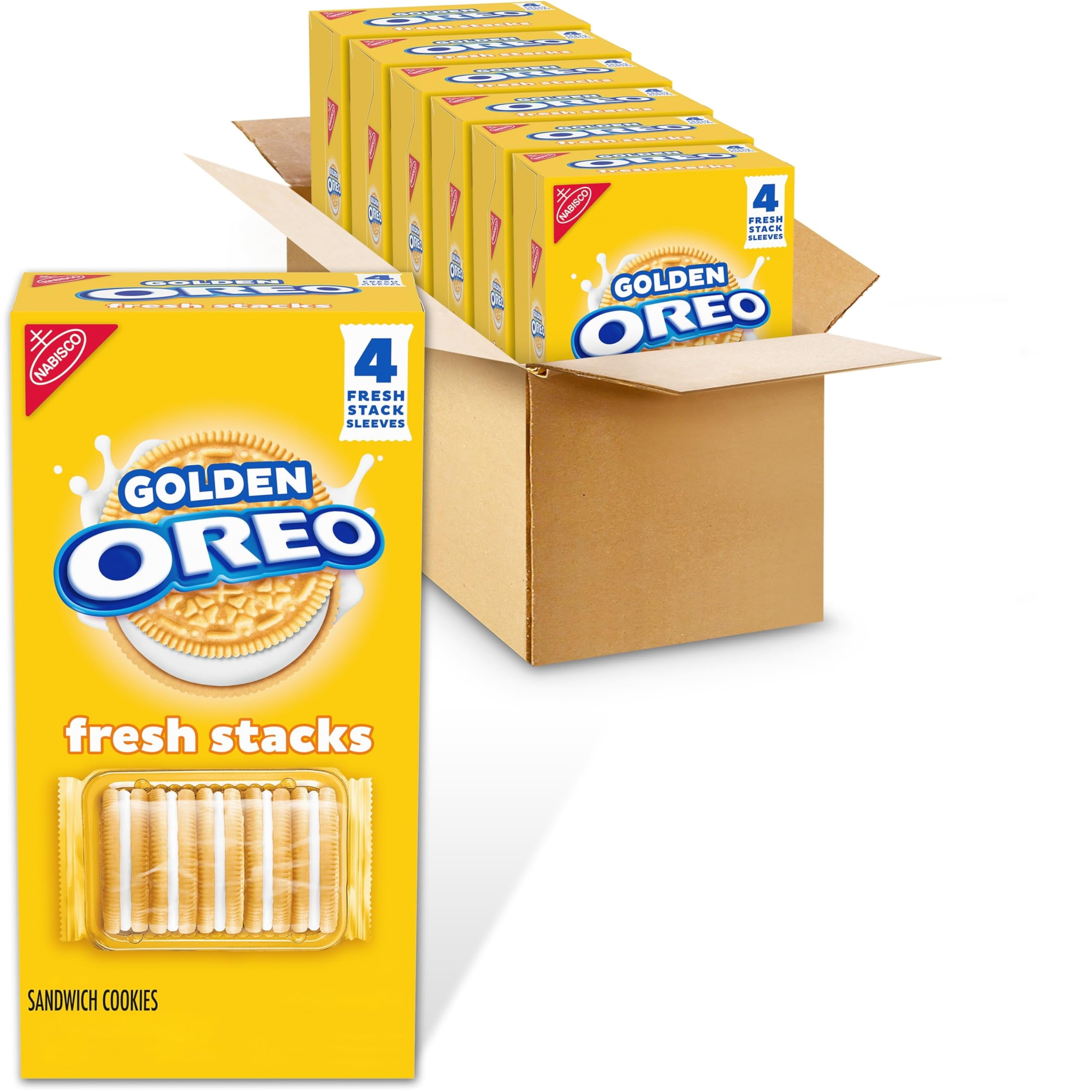 OREO Fresh Stacks Golden YYF14 Sandwich Cookies, Bulk Travel Snacks, 6 ...