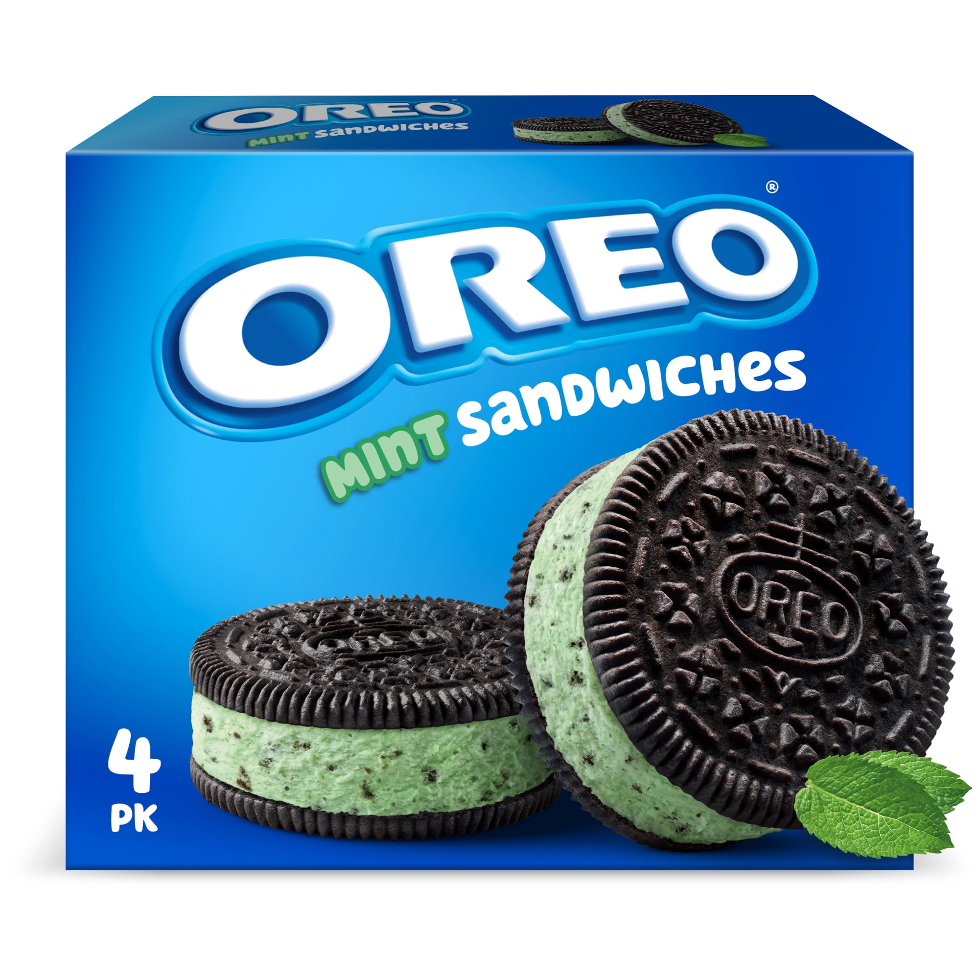 Oreo Mint Frozen Dairy Dessert Ice Cream Sandwiches Novelties, 4 Ct Package - Walmart.com
