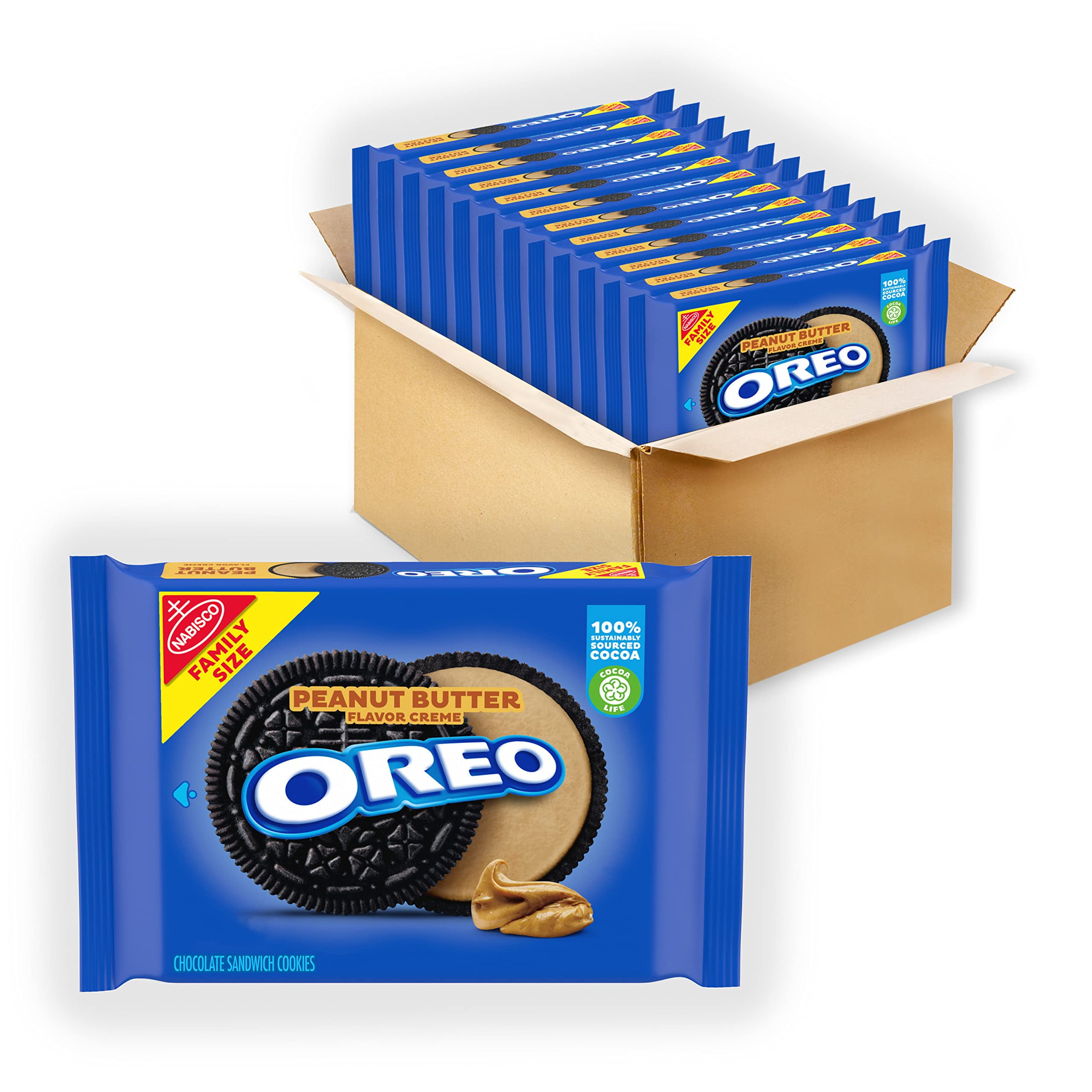 Oreo Peanut Butter Creme Chocolate Sandwich Cookies, Family Size, 12 ...