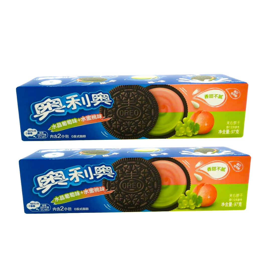 Oreo Thin Crispy Sandwich Biscuits - Grape & Peach Flavor - 97g (Pack ...