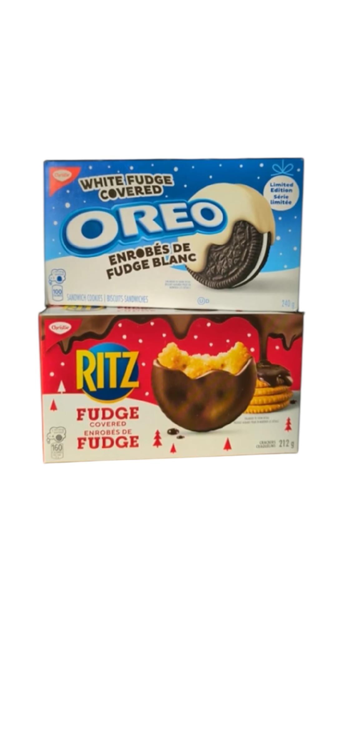 Oreo White Fudge Covered Sandwich Cookies 240g and Ritz Fudge Covered ...