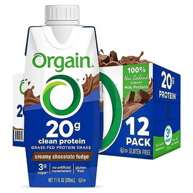 Orgain Clean Protein Shake, Grass Fed Dairy, Creamy Chocolate Fudge ...