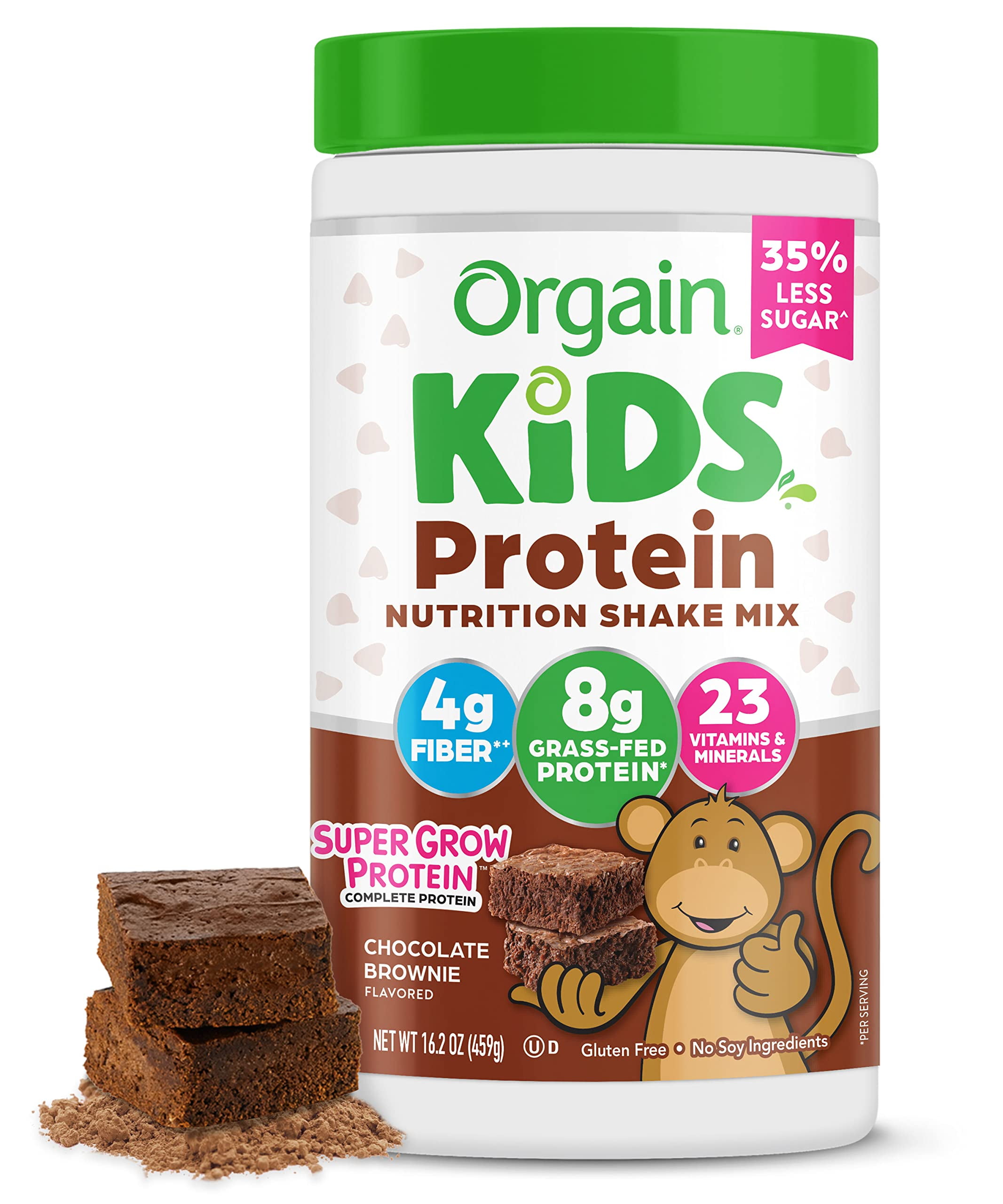 Orgain Kids Protein Powder Shake Mix, Chocolate Brownie - 8g Grass-Fed ...