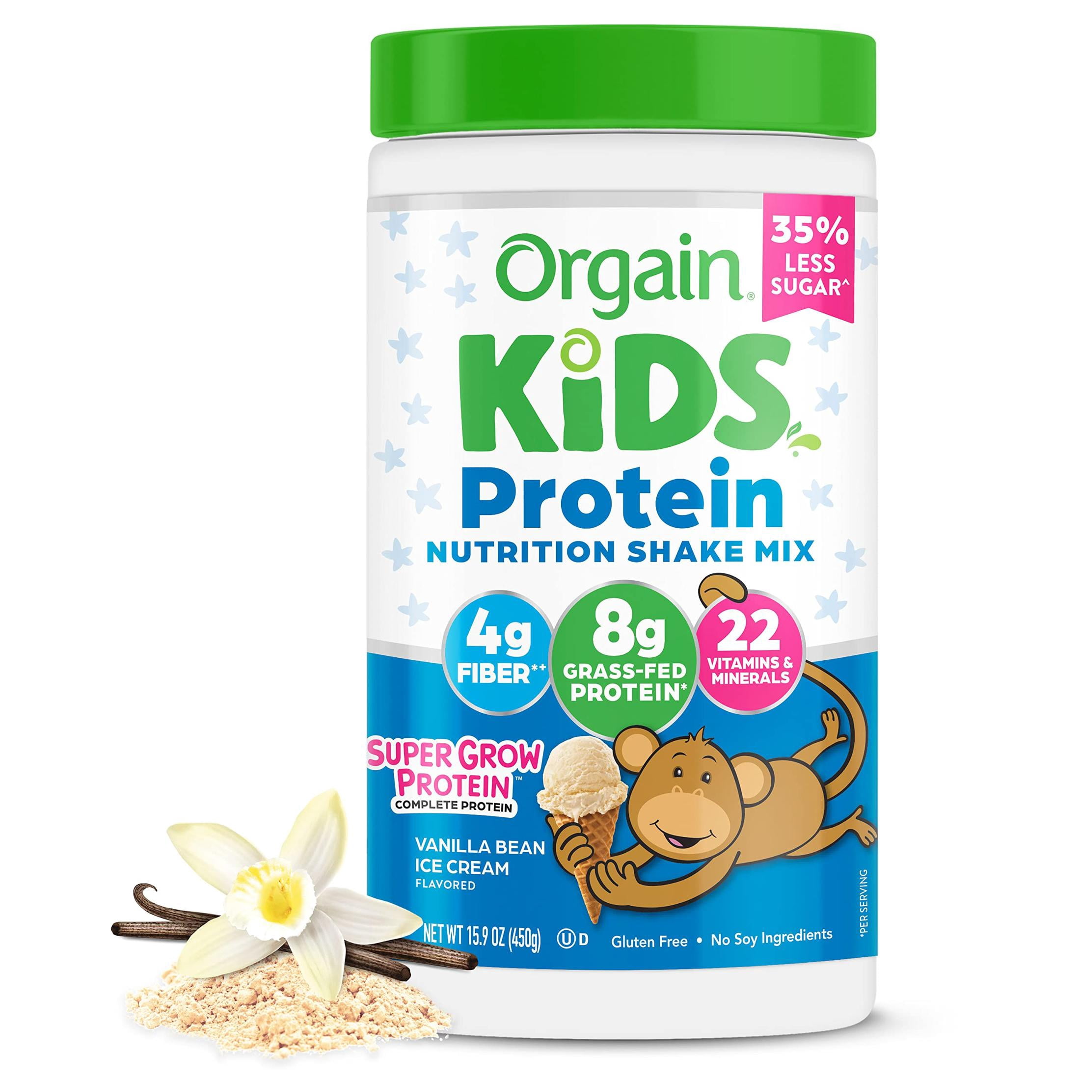 Orgain Kids Protein Shake Mix, Vanilla Bean, 8g Dairy Protein, 22 ...