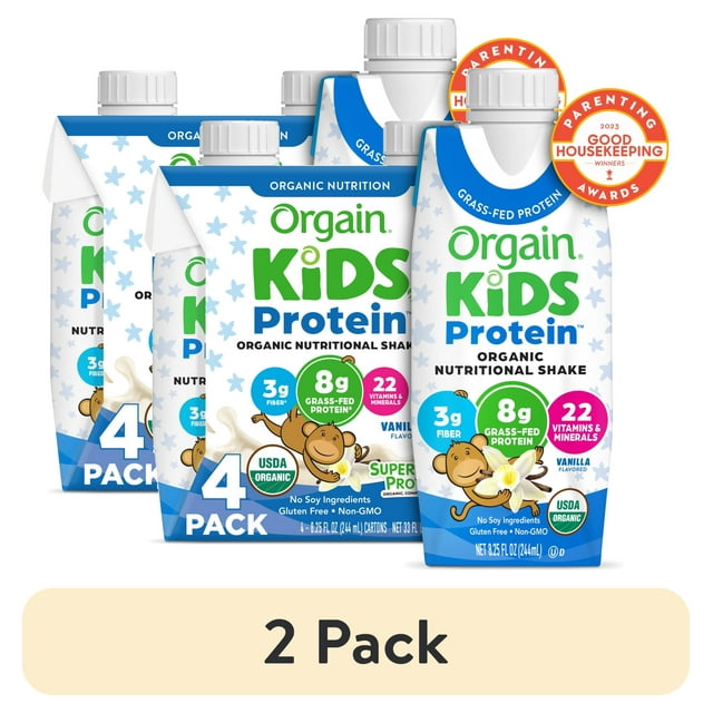 (2 pack) Orgain Organic Kids 8g Protein Nutritional Shake Drink, 22 ...