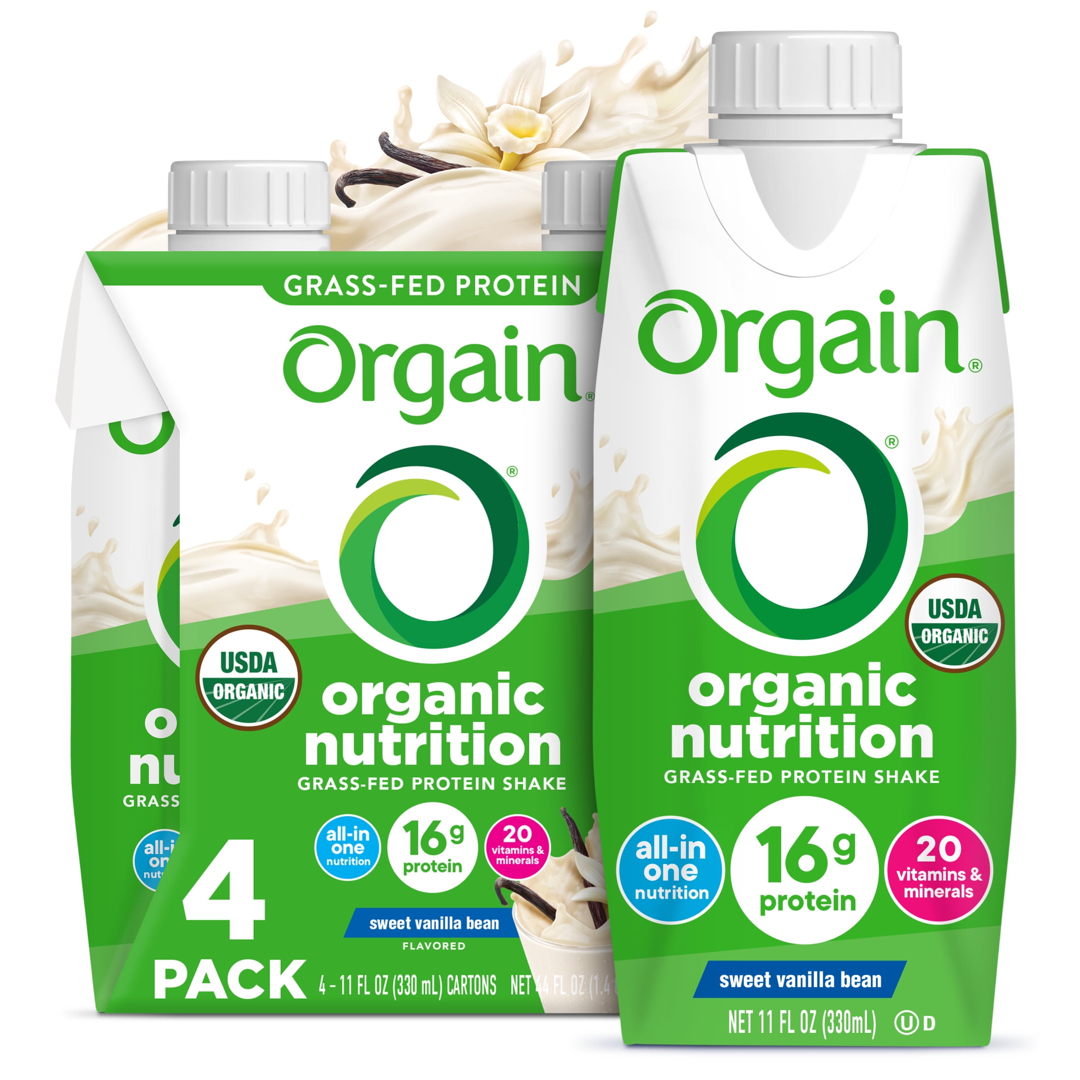 Orgain Organic Nutritional Drink, Perfect Meal, Grass Fed Protein Shake ...