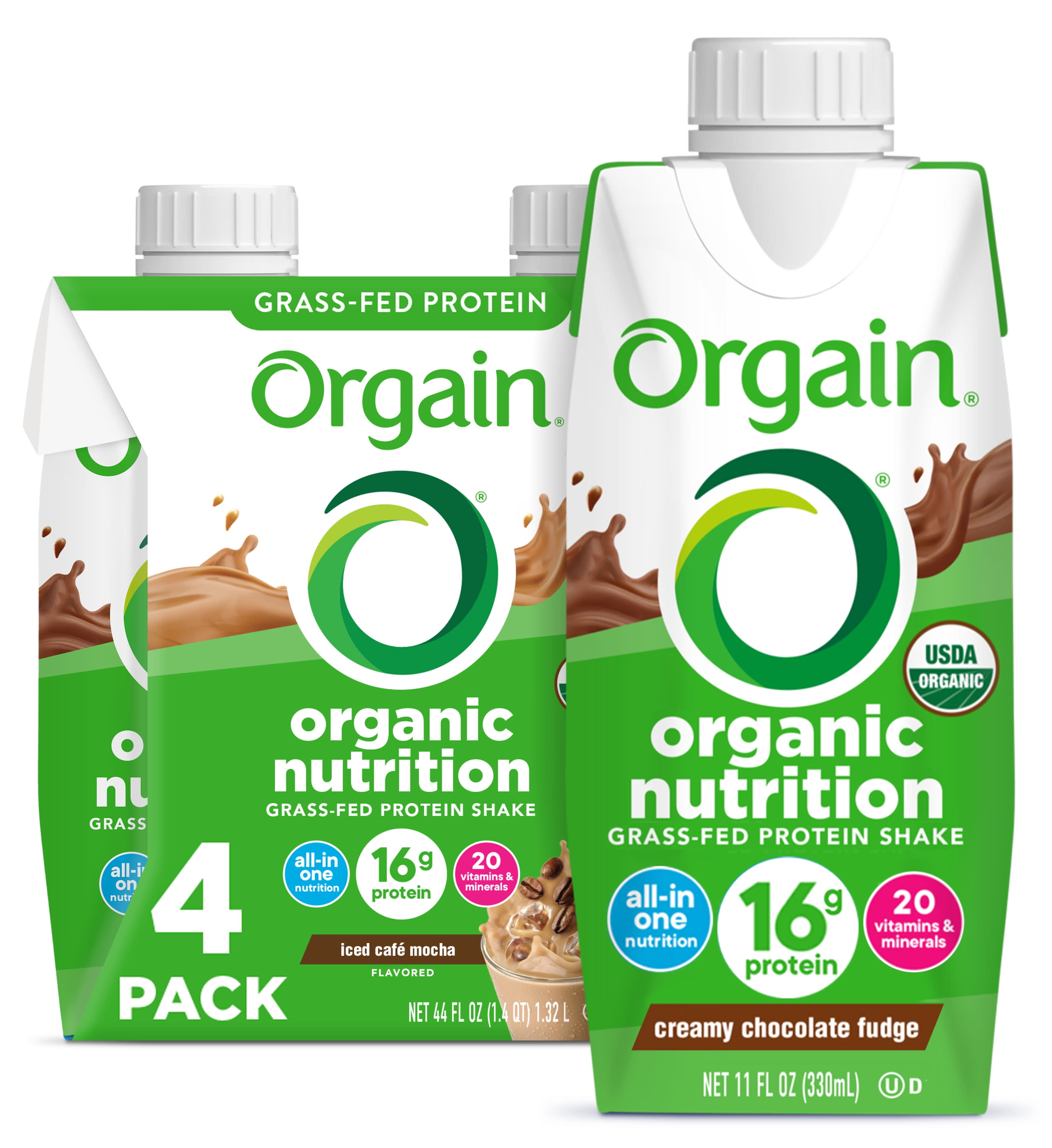 Orgain Organic Nutritional Shake, Iced Café Mocha - Ready to Drink, 16g ...