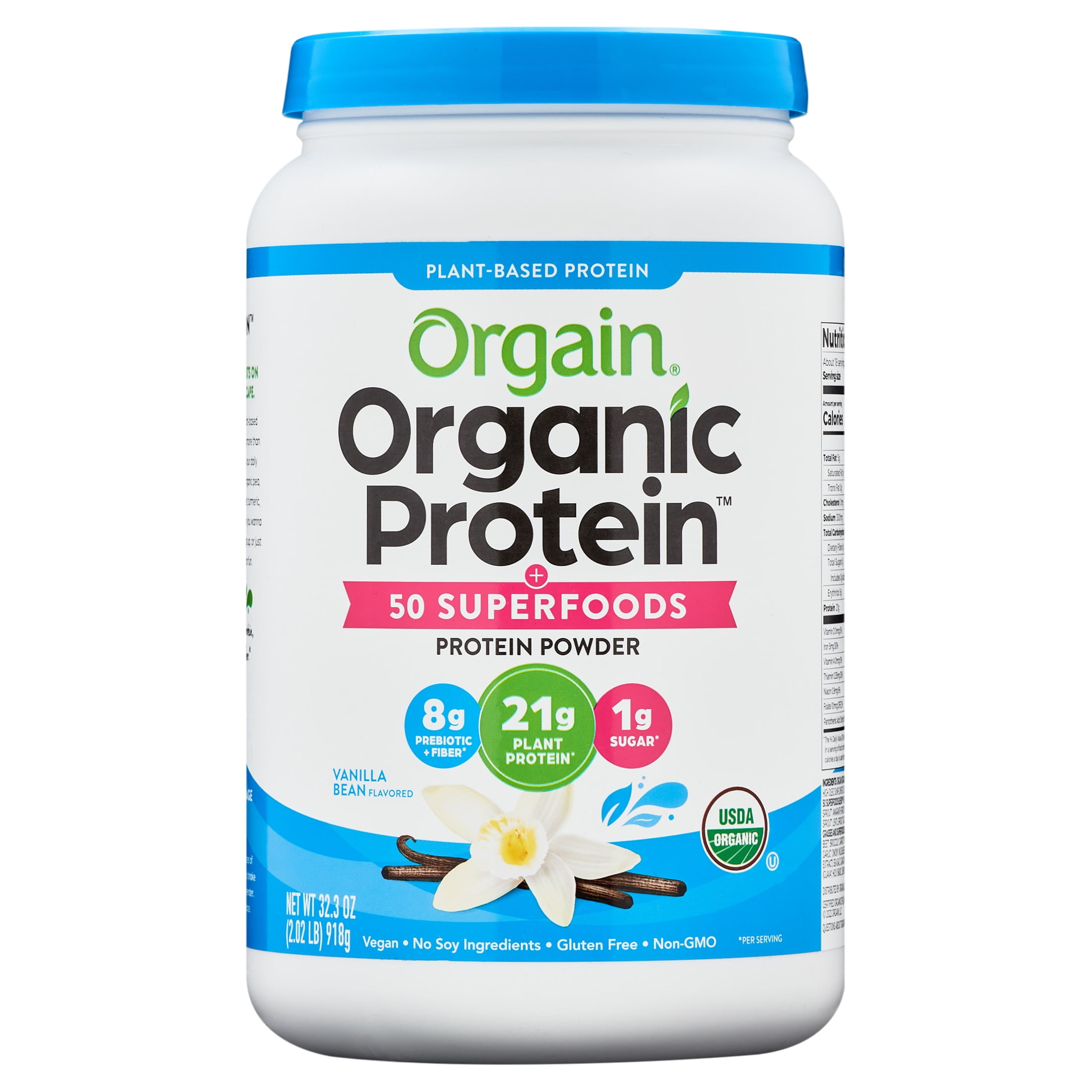 Orgain Organic Vegan Protein Powder-21g + 50 Superfoods, Complete Pea ...