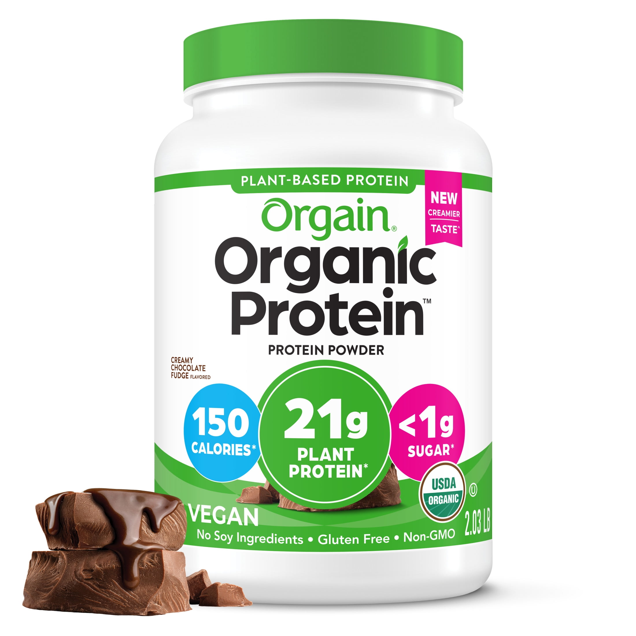 Orgain Organic Vegan Protein Powder, 21g Complete Plant Based, Creamy Chocolate 2.03lb - Walmart.com