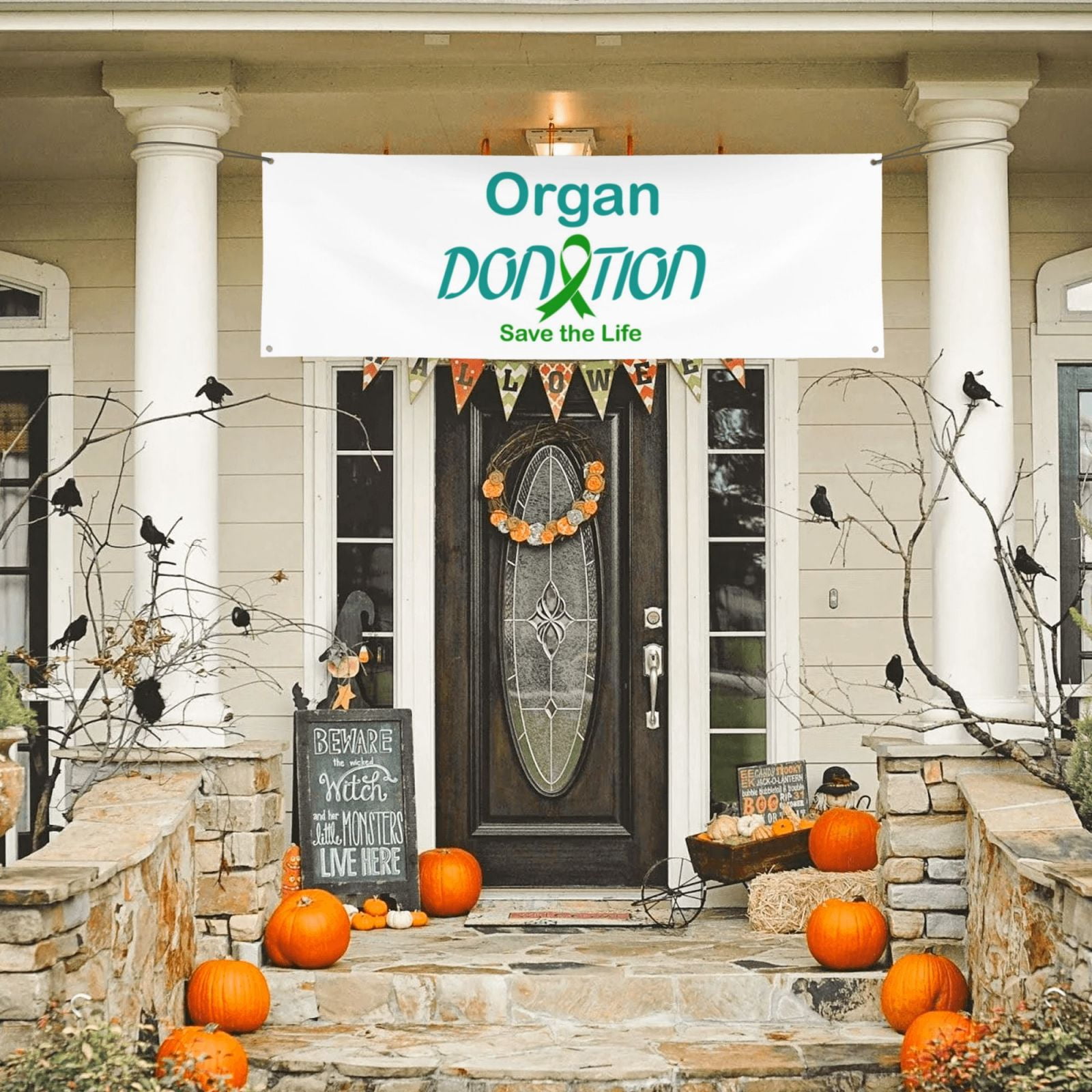 Organ Donation Awareness Month Green Ribbon Large Banner Party ...