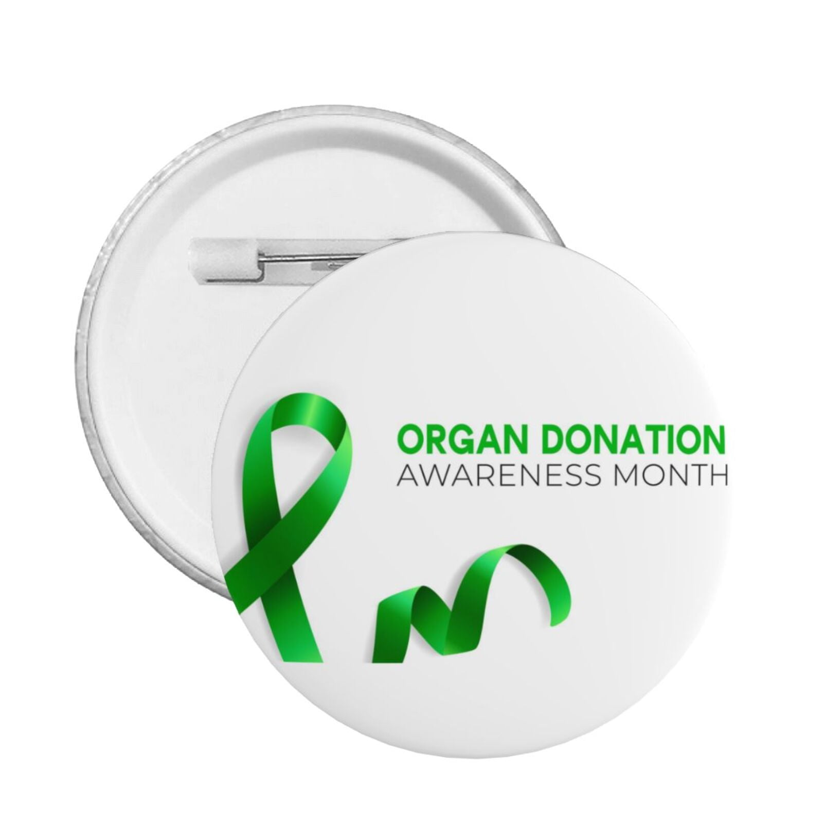 Organ Donation Awareness Month Green Ribbon Pin Button Badge ...