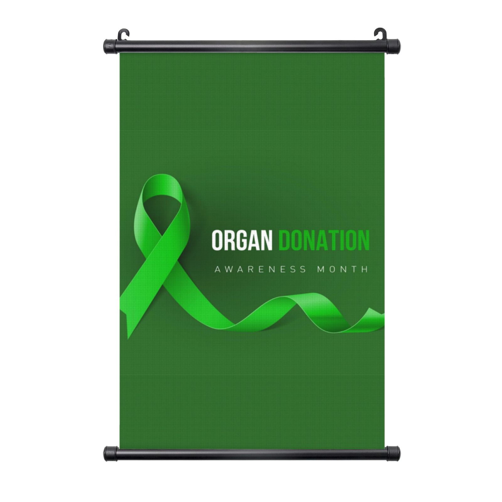 Organ Donation Awareness Month Green Ribbon Poster Wall Art Banner ...