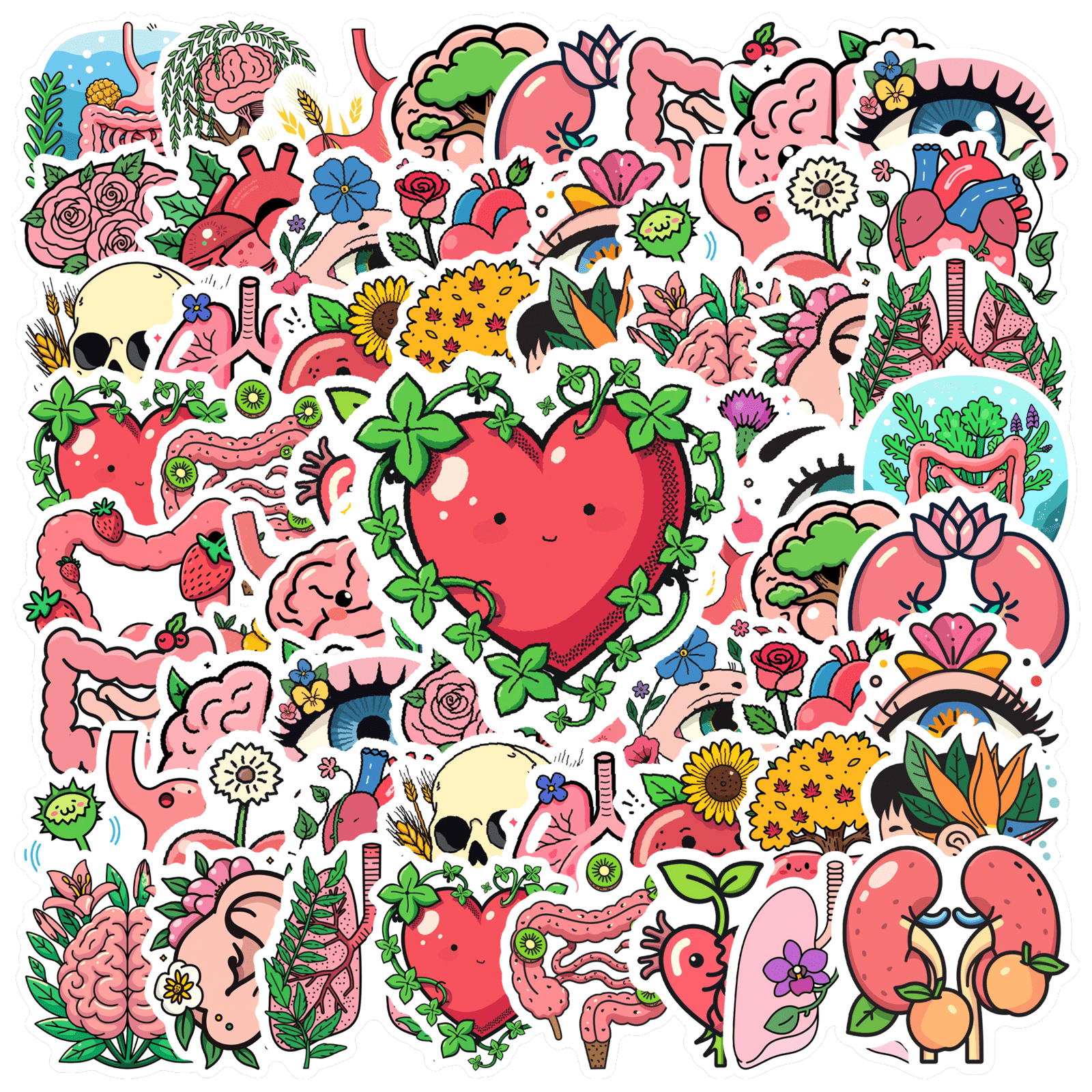 Organ Stickers Stationery Cartoon Stickers Teacher Reward Stickers for ...