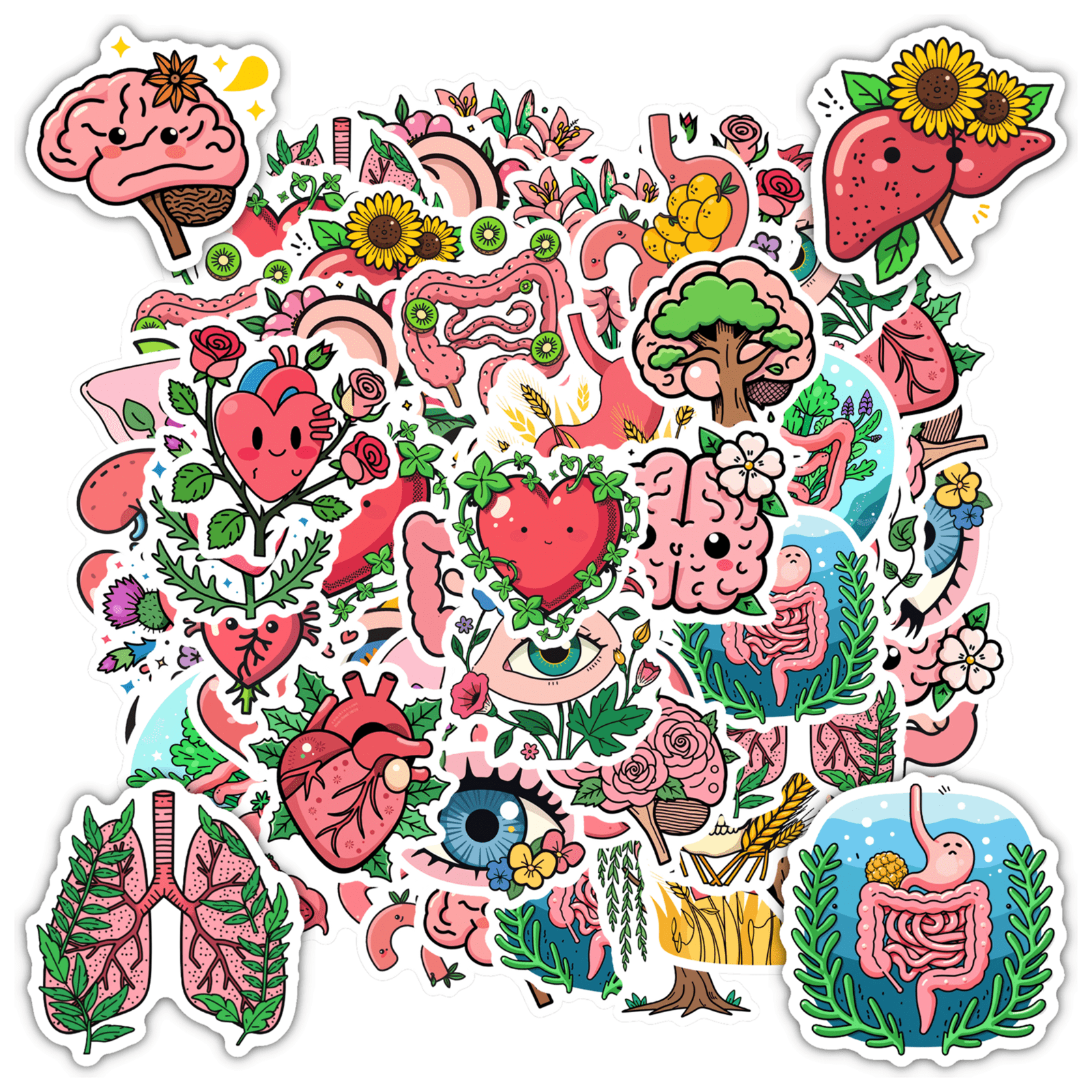 Organ Stickers Stationery Cartoon Stickers Teacher Reward Stickers for ...