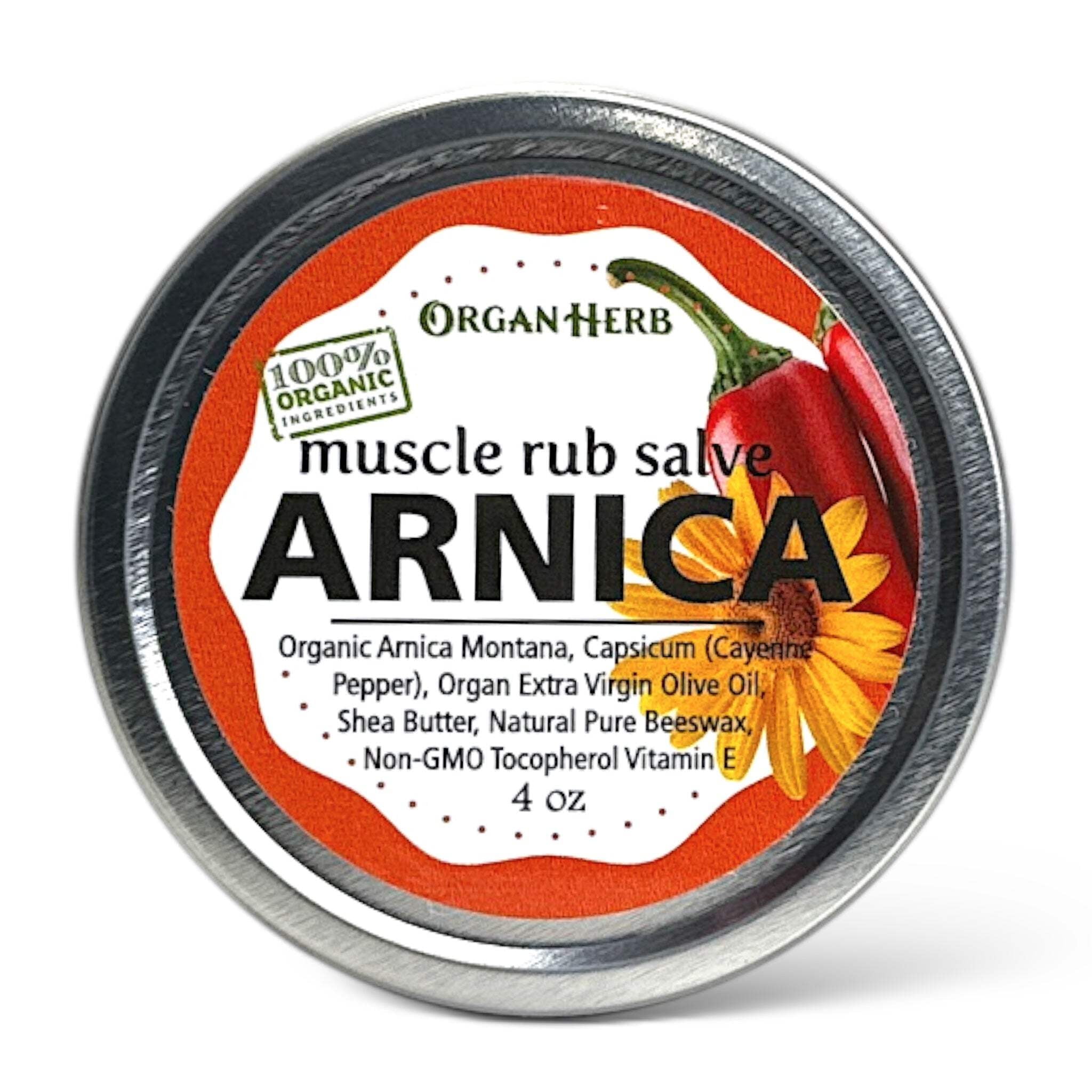 OrganHerb Organic Arnica and Capsicum Muscle Rub Salve 4 oz – Natural Relief for Muscles and ...