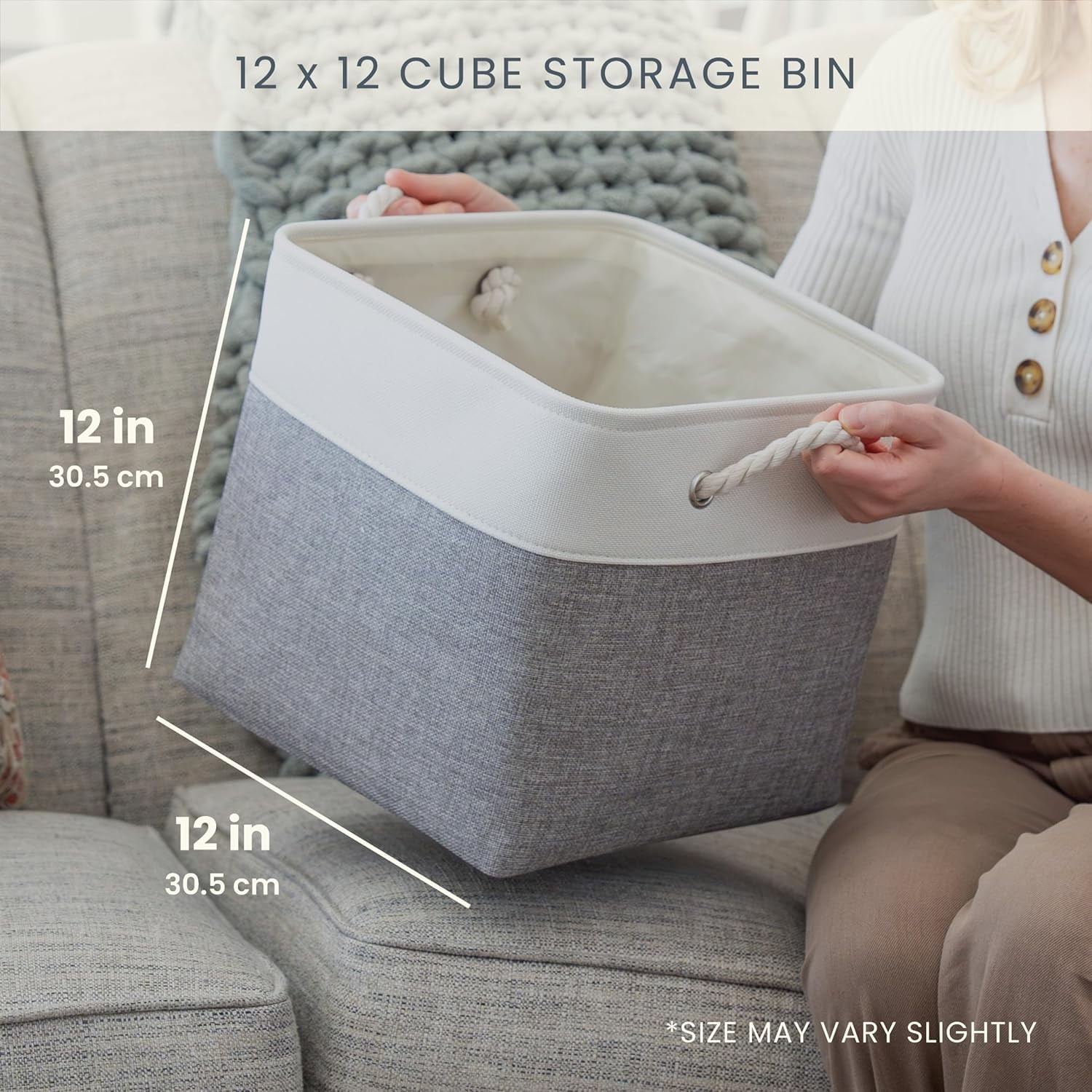 OrganiHaus 12x12 Cube Storage Bins 4 pack, Foldable Cube Storage ...