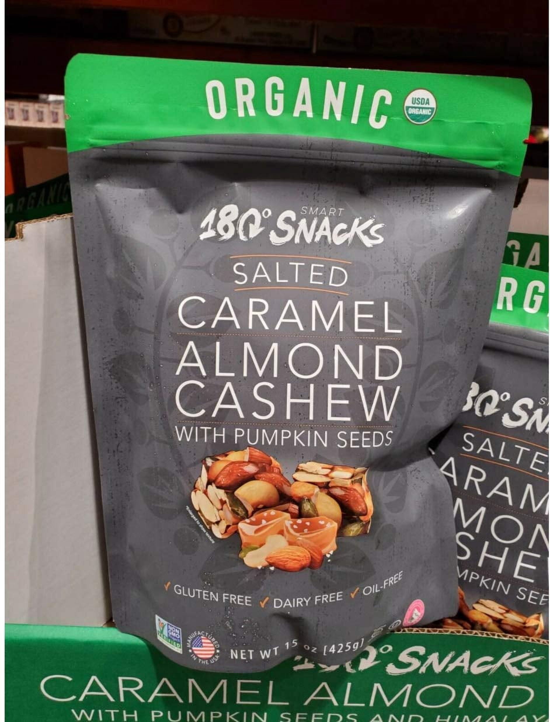 Organic 180 Snacks Salted SBF3 Caramel Almond Cashews With Pumpkin ...