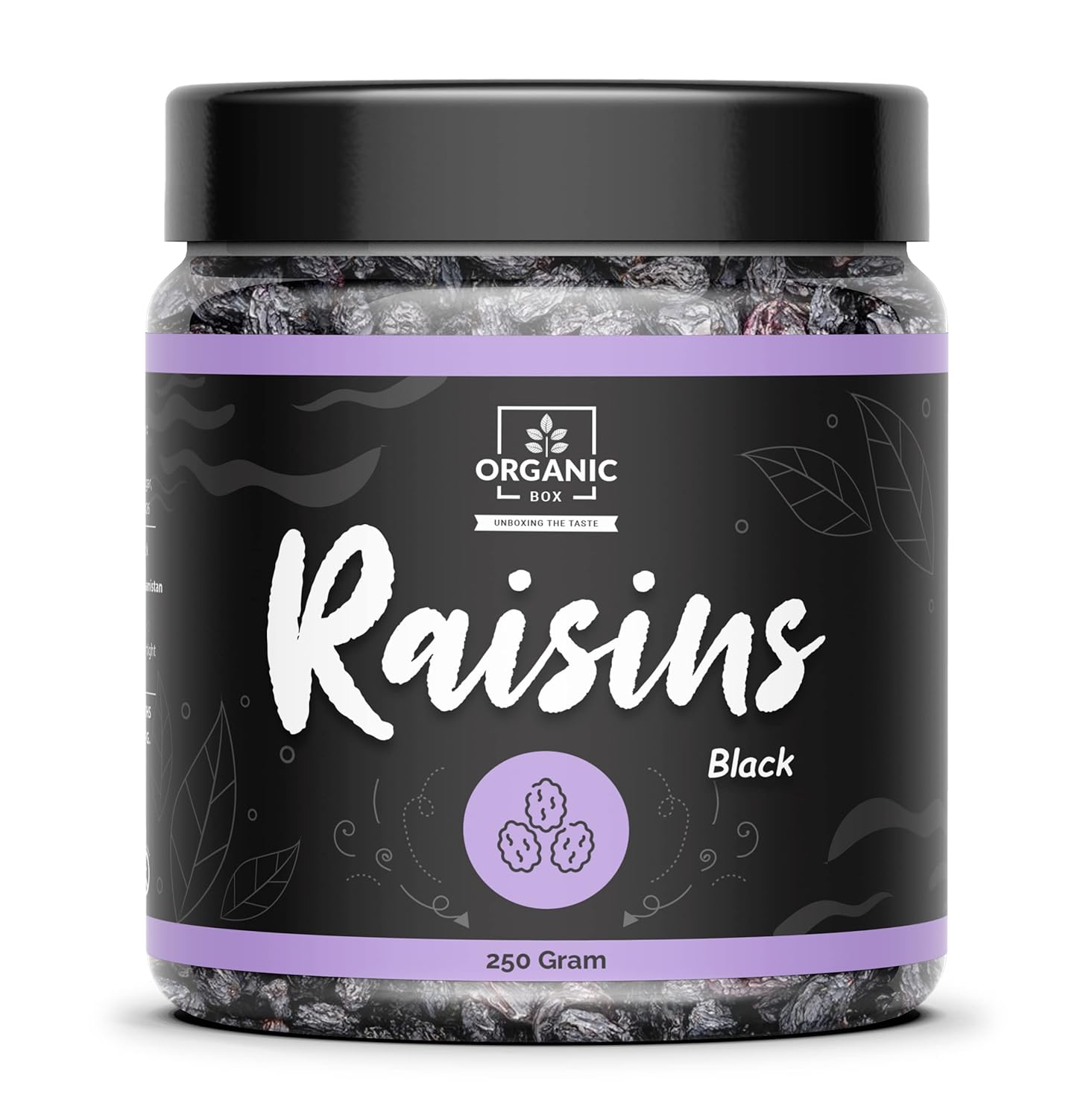 Organic Afghani Seedless Black Fresh Raisins By Organic Box 250gm ...