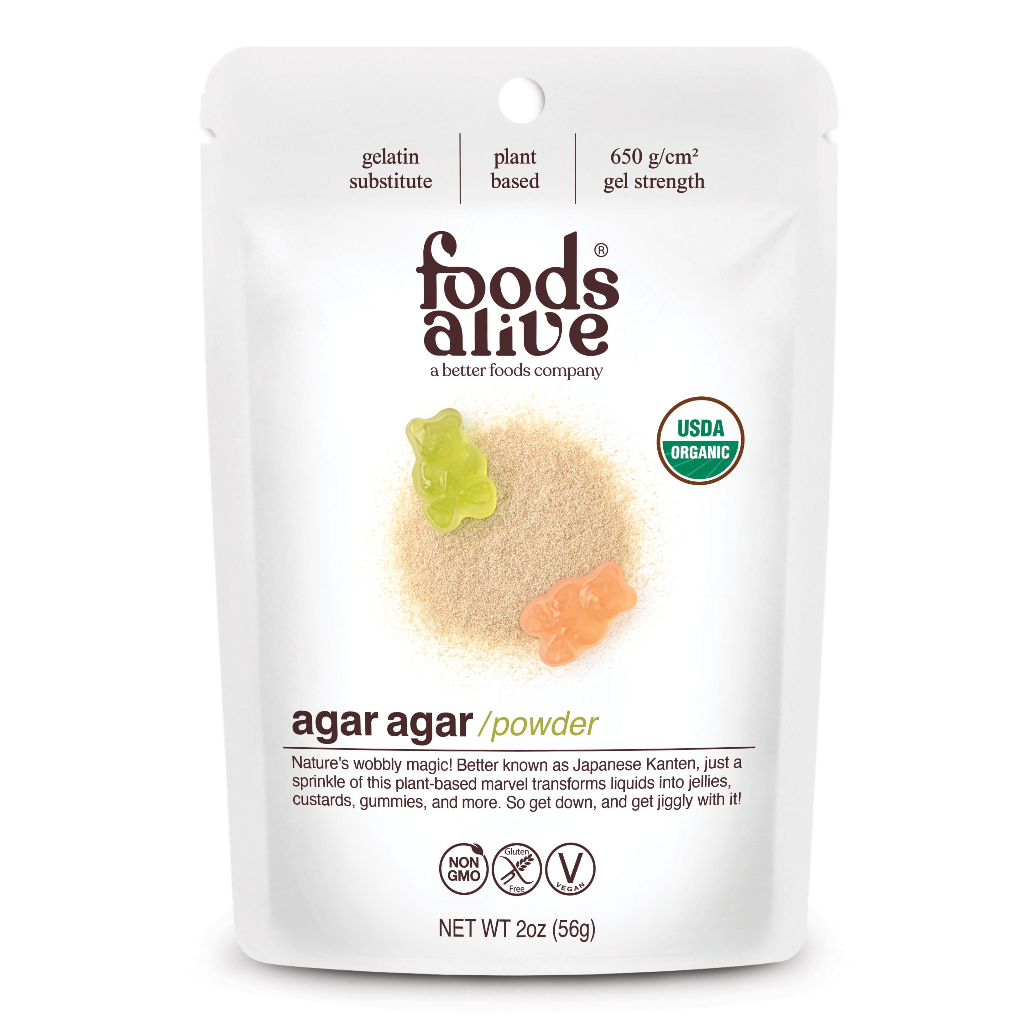 Foods Alive Organic Agar Agar Powder - 2oz, Non-GMO, Gluten Free, Vegan ...