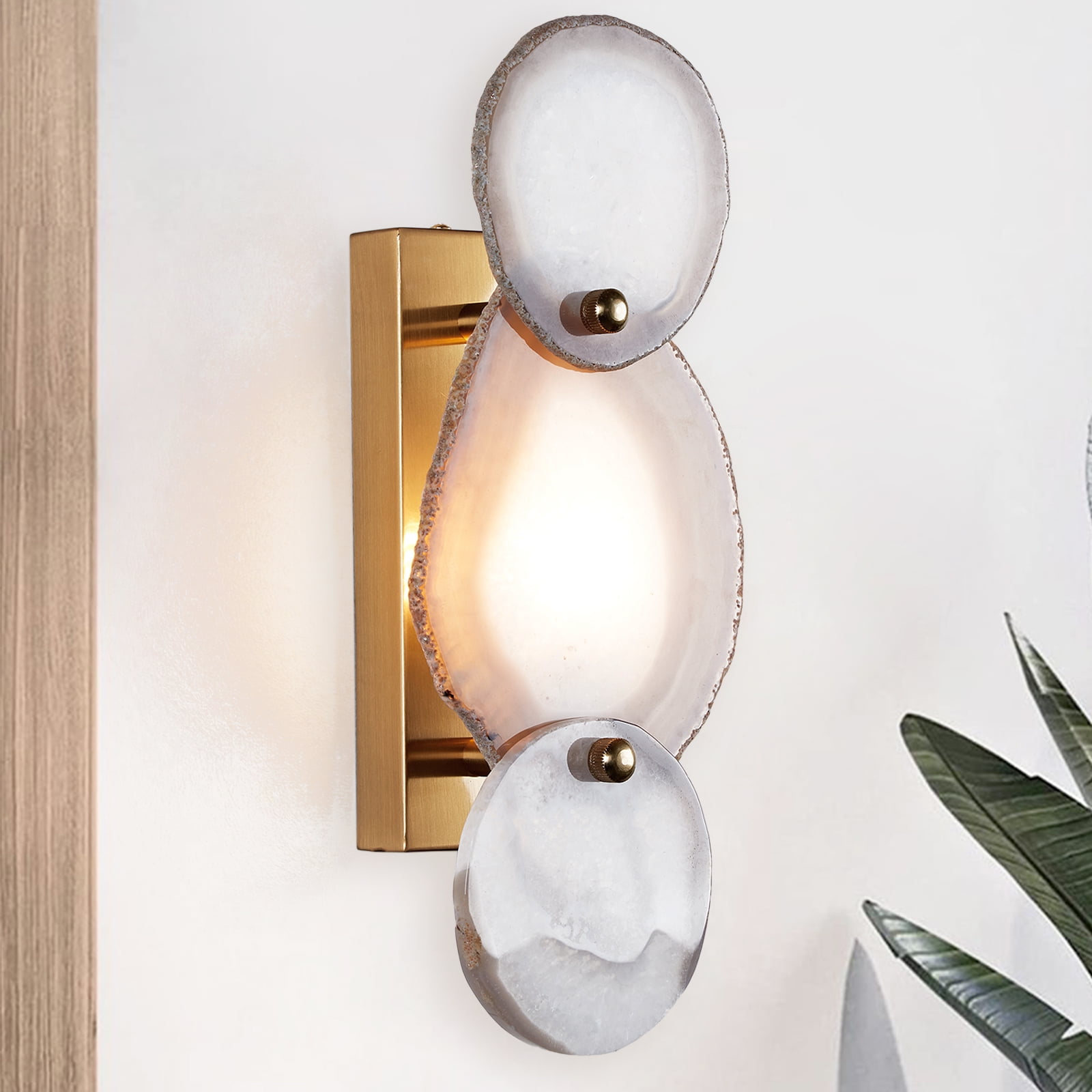 Organic Agate Stone Wall-Mounted Sconce, 17 Inch Natural Wall Light ...