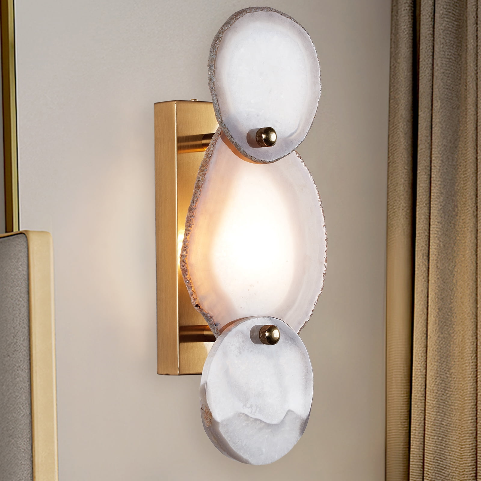 Organic Agate Stone Wall-Mounted Sconce, 17 Inch Natural Wall Light ...