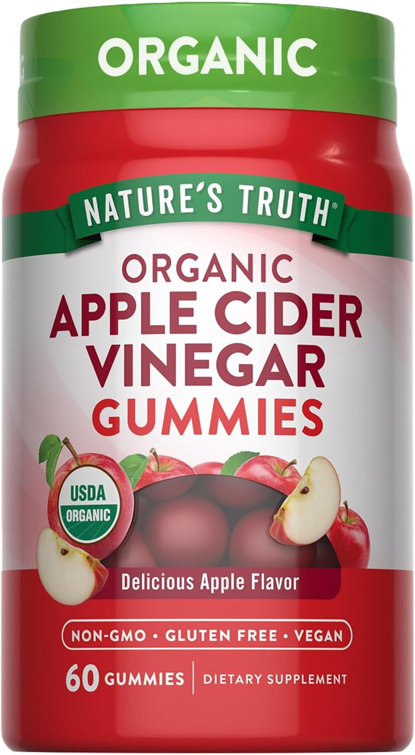 Nature's Truth Organic Apple Cider Vinegar Gummies, 60ct, Vegan Gluten ...