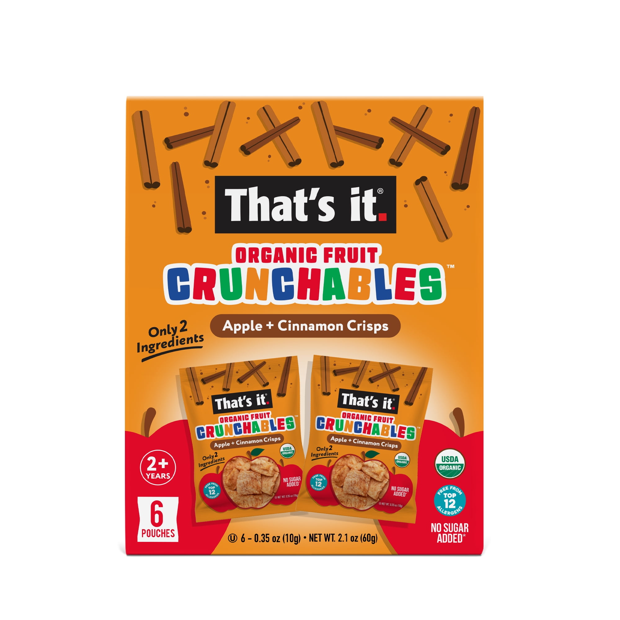 That's It. Crispy, Gluten-Free, Organic Apple + Cinnamon Crunchables, 6 ...