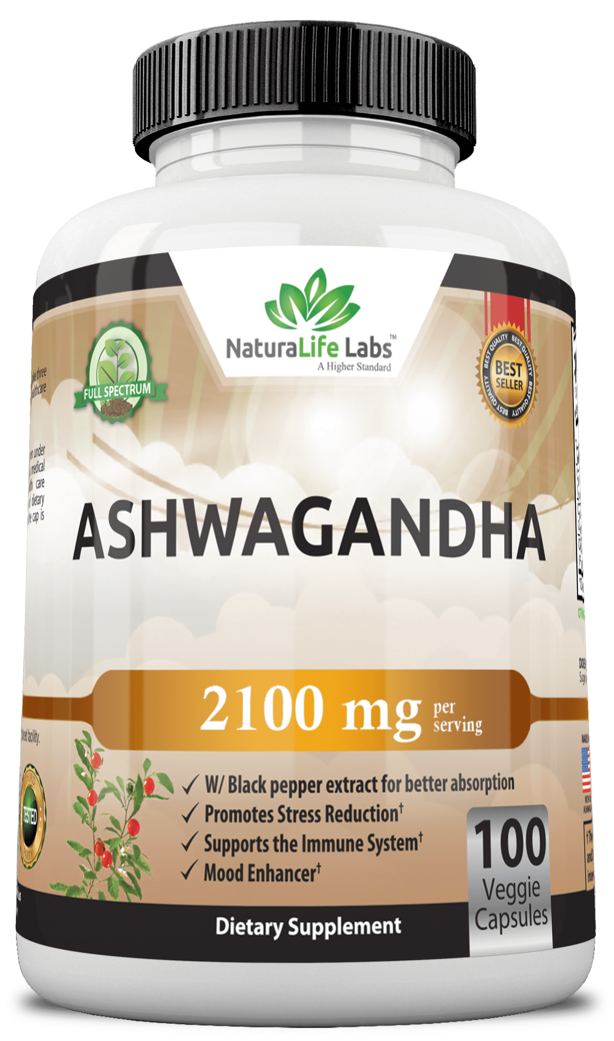 Walmart Organic Ashwagandha 2,100 mg - 100 Vegan Capsules, Pure Root ...