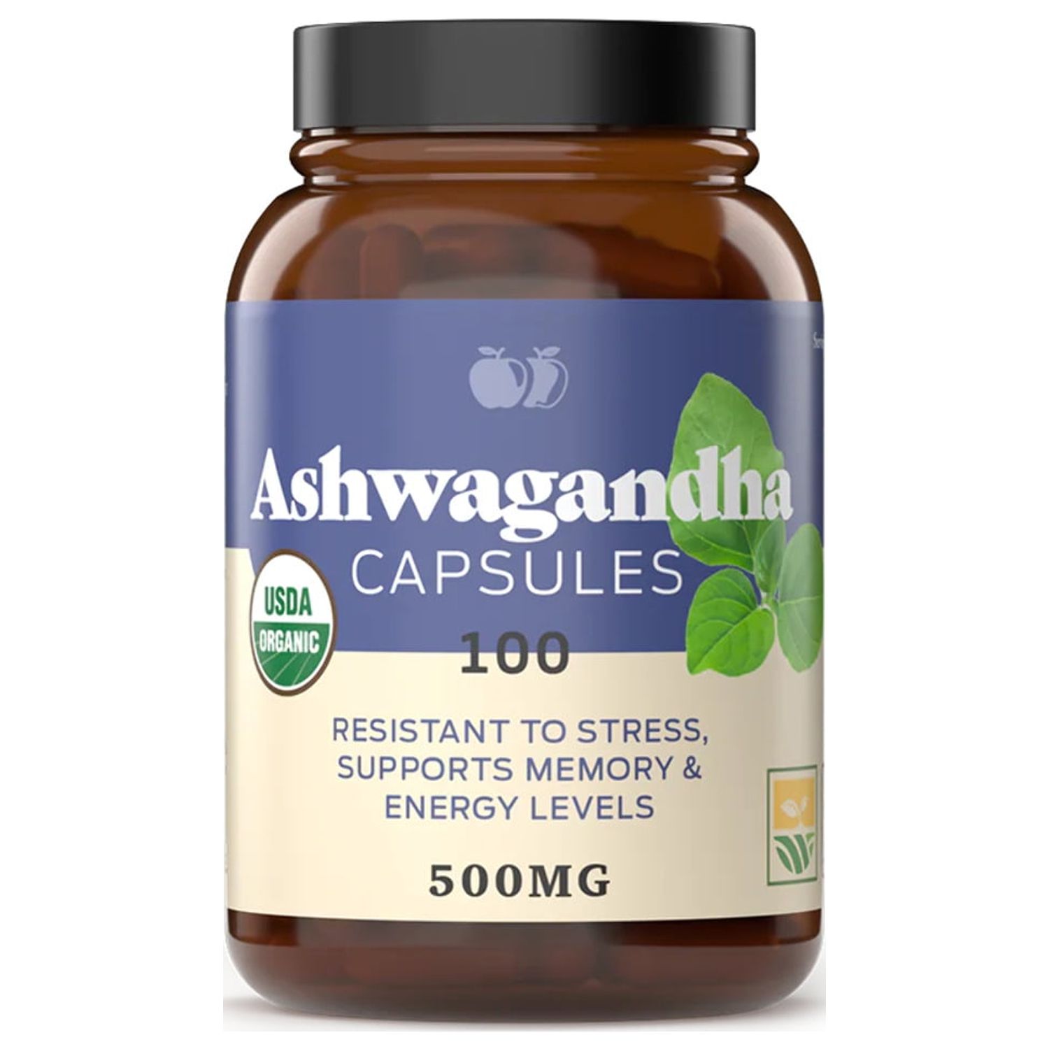 Organic Ashwagandha Capsules - 500mg, 100 Count, Pure Withania ...