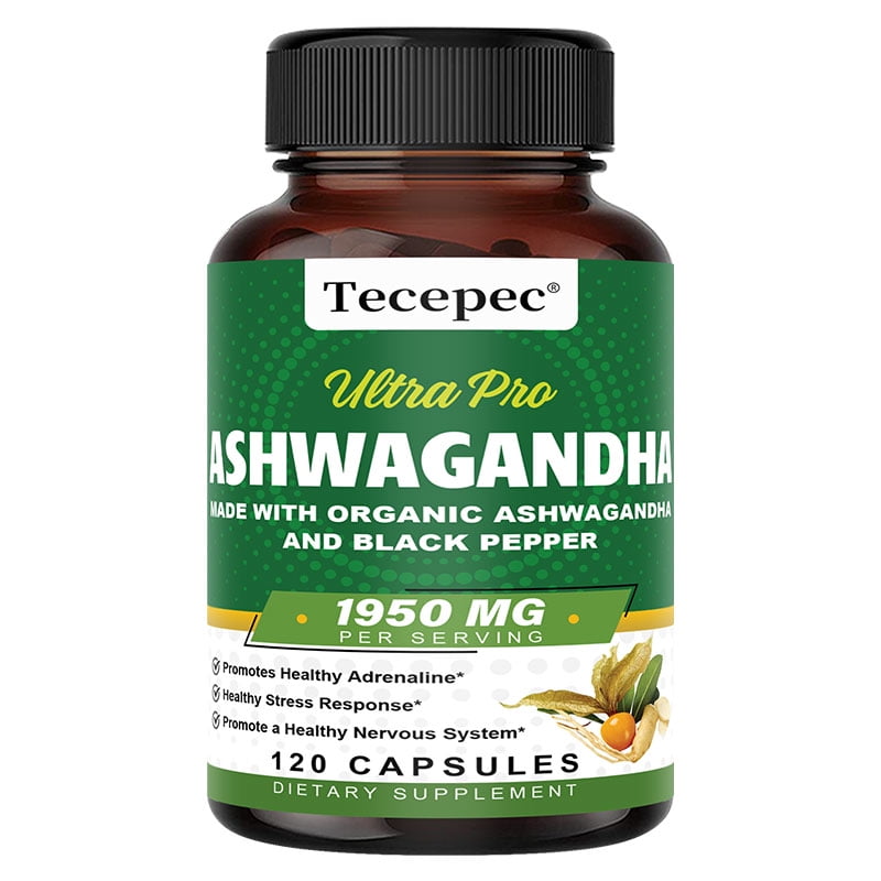 Organic Ashwagandha Capsules 1950mg with Black Pepper Extract ...