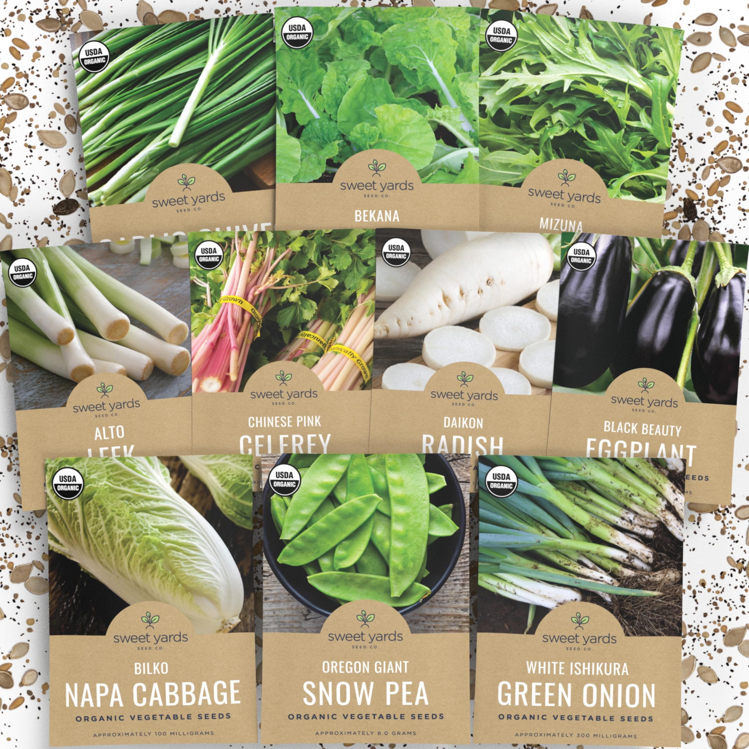 Organic Asian Vegetable Garden Seeds Variety Pack - Non-GMO USDA ...