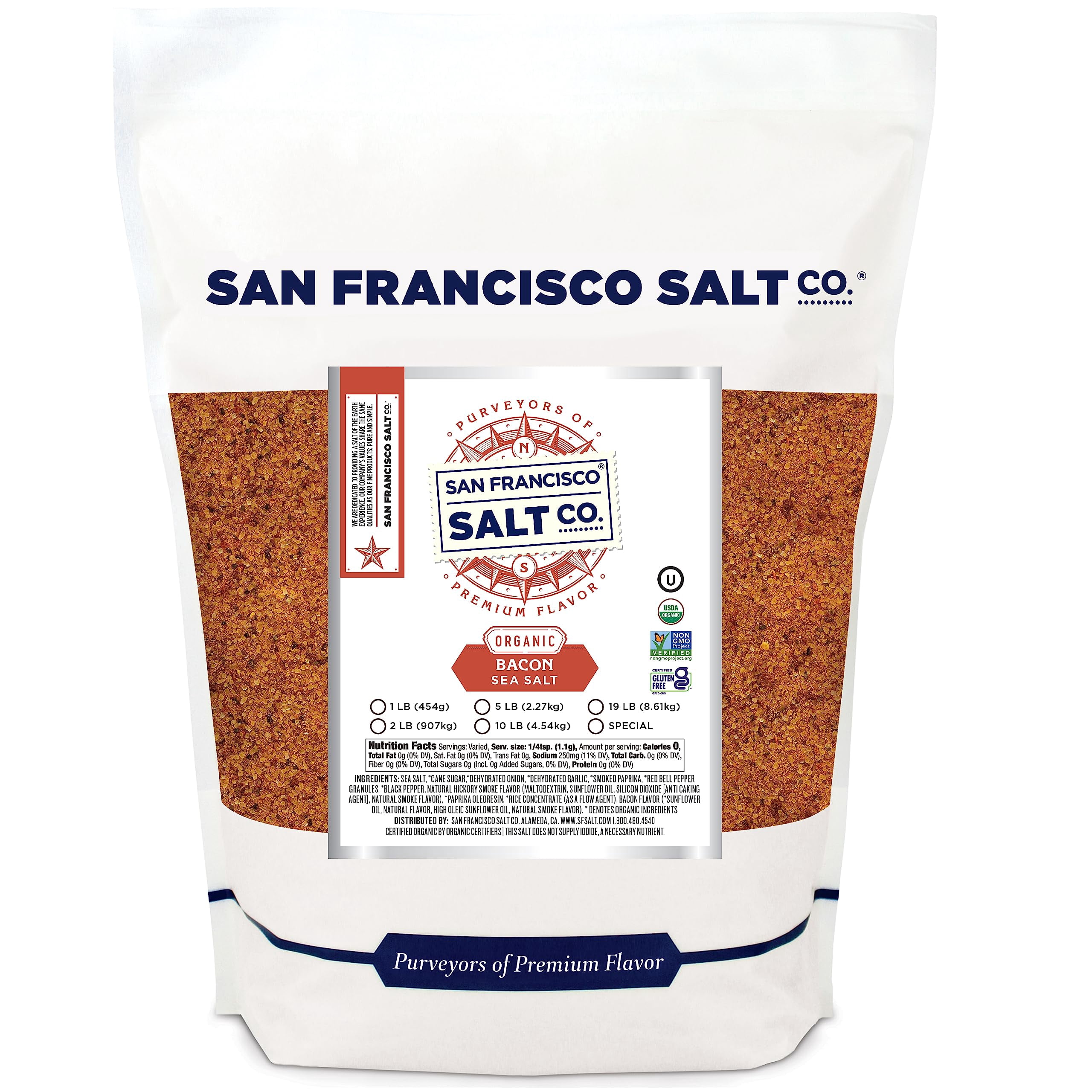 Organic Bacon Flavored Salt HMF23 2 lbs. by San Francisco Salt Company ...