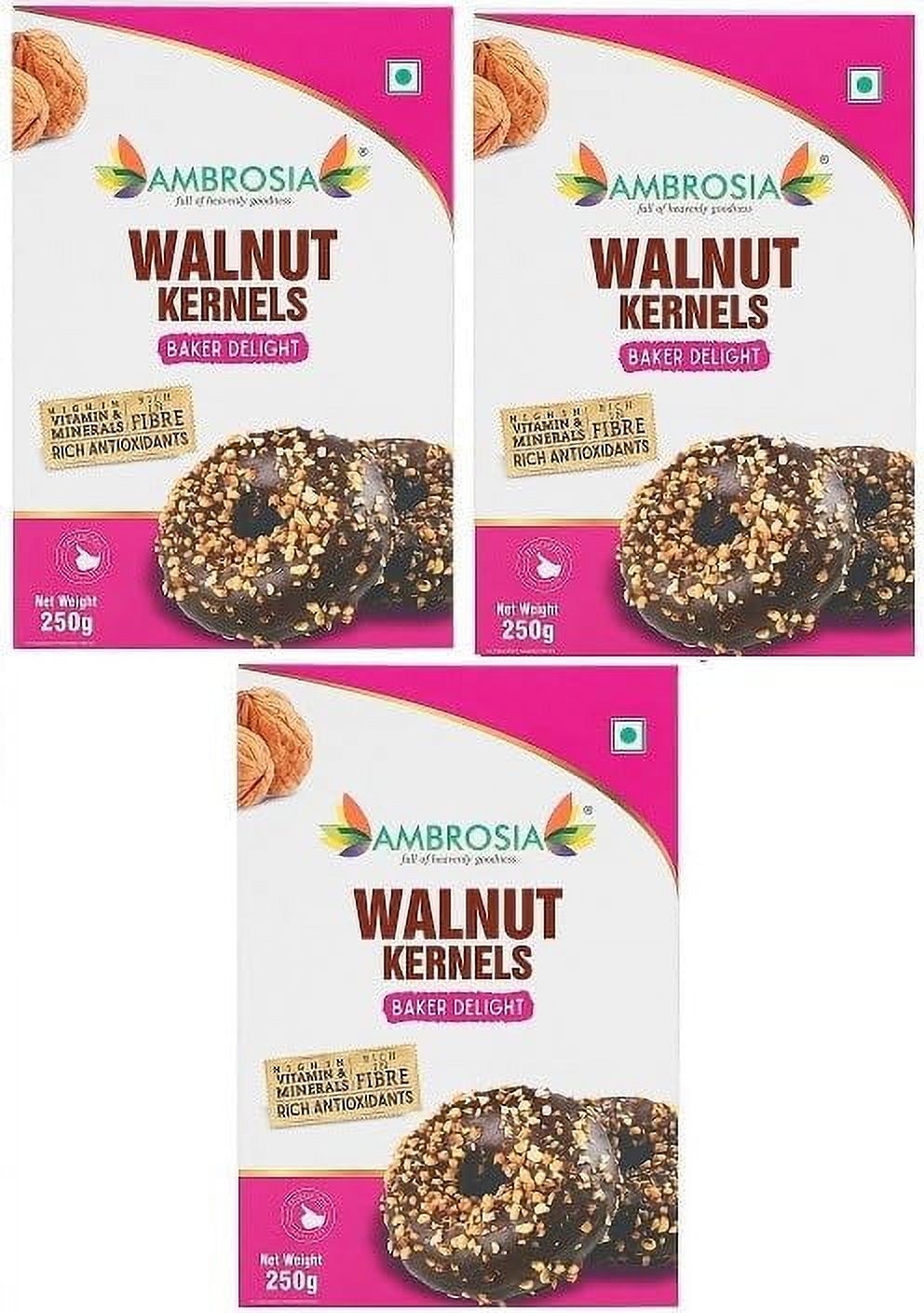 Organic Baker Delight Broken 6-8 Pieces Walnuts Kernels By Ambrosia 750gm, (250gm * Pack Of 3 ...