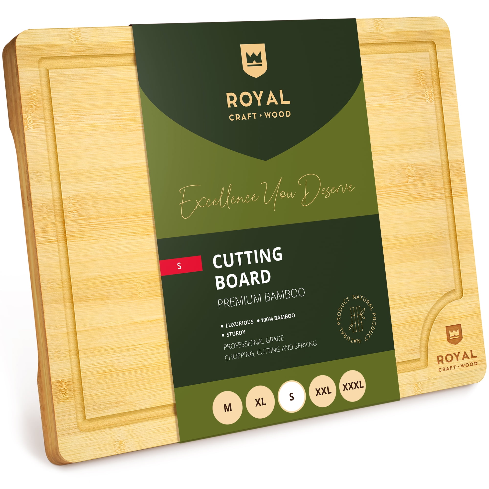 "Organic Bamboo Cutting Board - Kitchen Chopping for Meat, Cheese ...