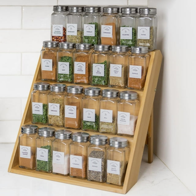 Organic Bamboo Spice Rack Organizer- 3 Tier shelf for Countertop ...