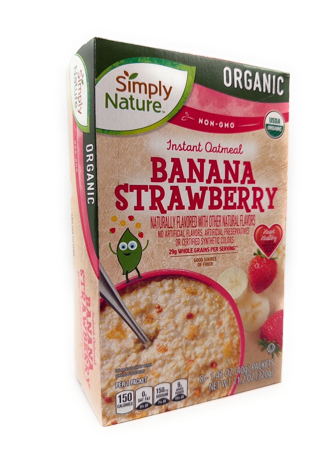 Organic Banana Strawberry Instant Oatmeal, NON-GMO, Good Source of ...