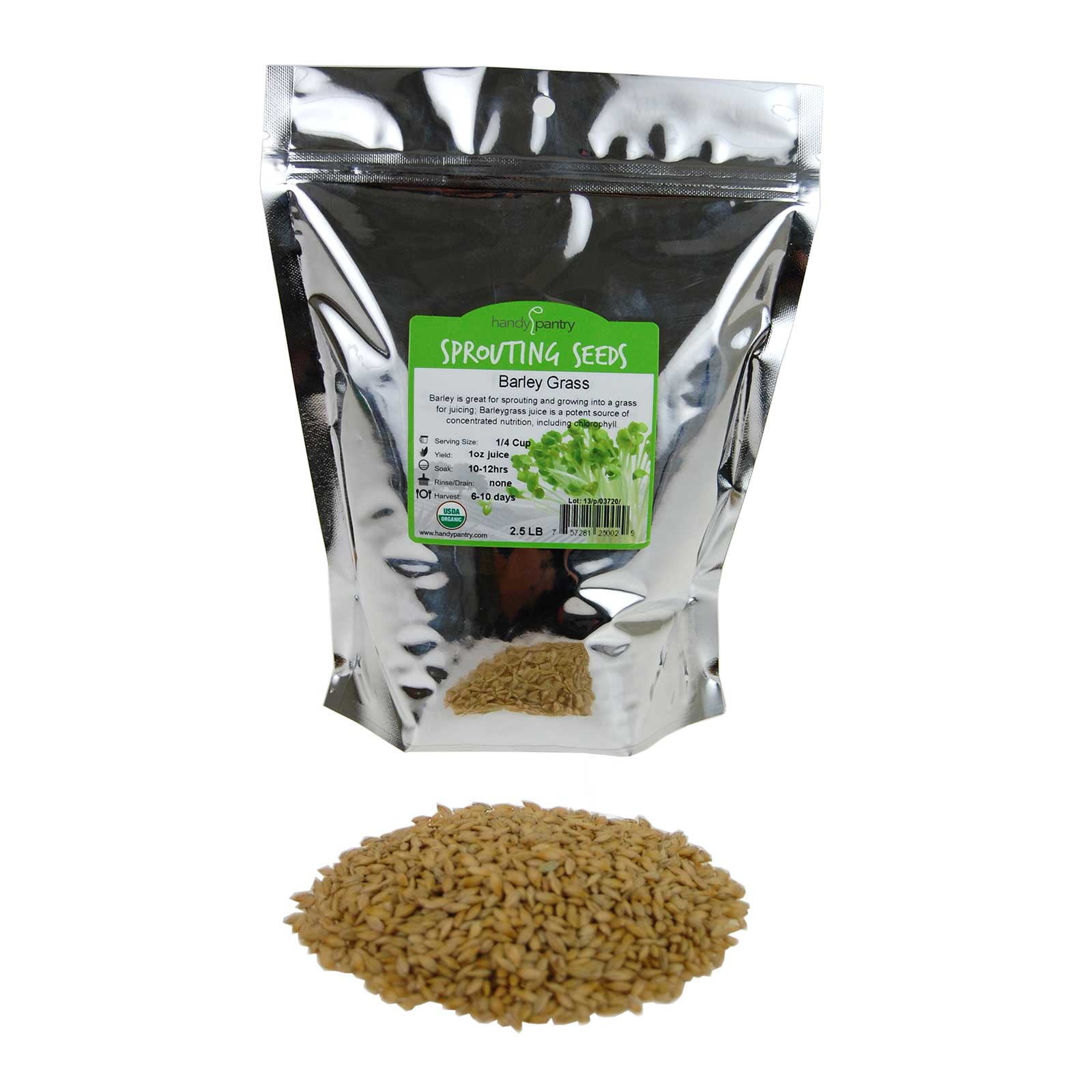 Organic Barley Seeds - 2.5 Lbs - Whole (Hull Intact) Barleygrass Seed ...