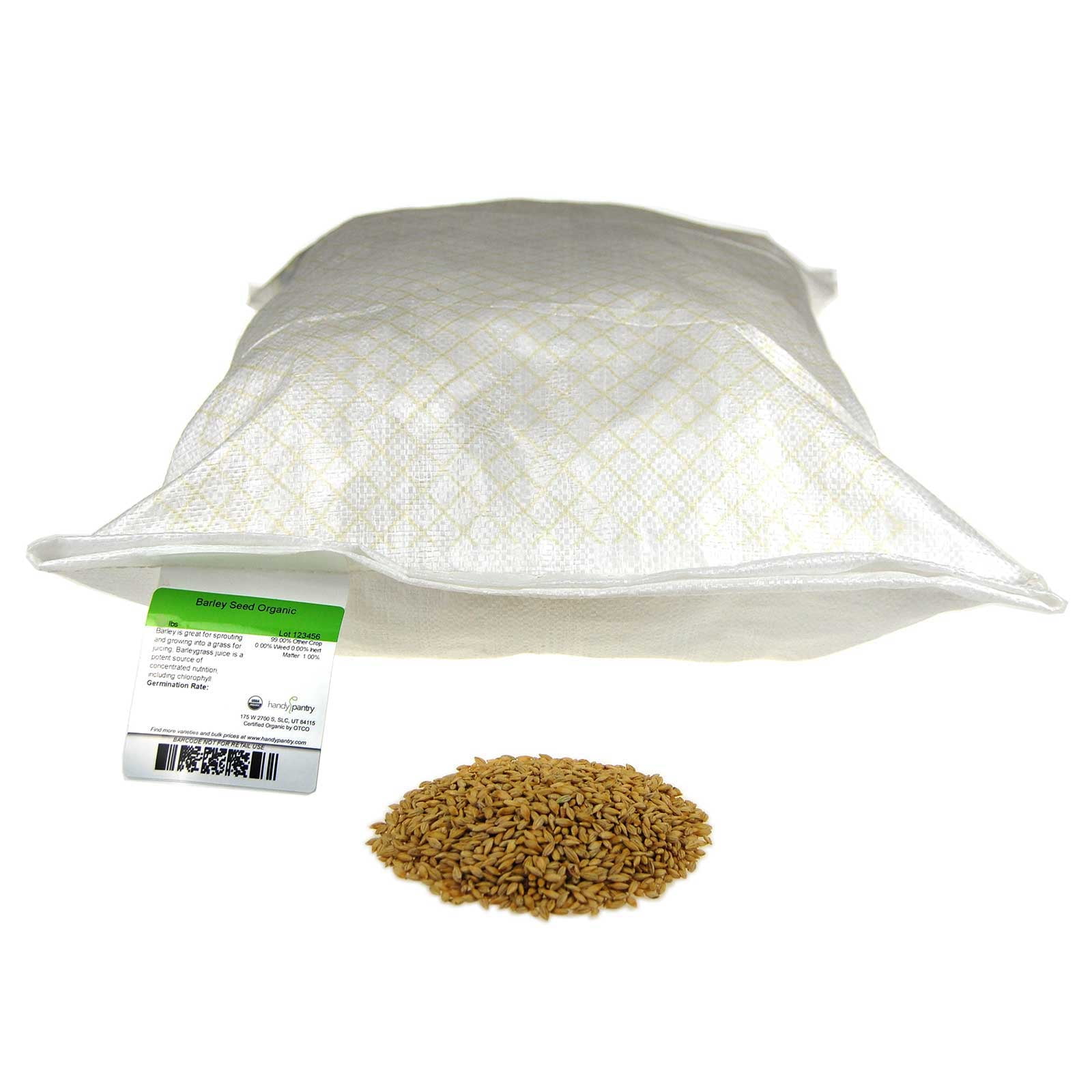 Organic Barley Seeds - 25 Lbs - Whole (Hull Intact) Barleygrass Seed ...
