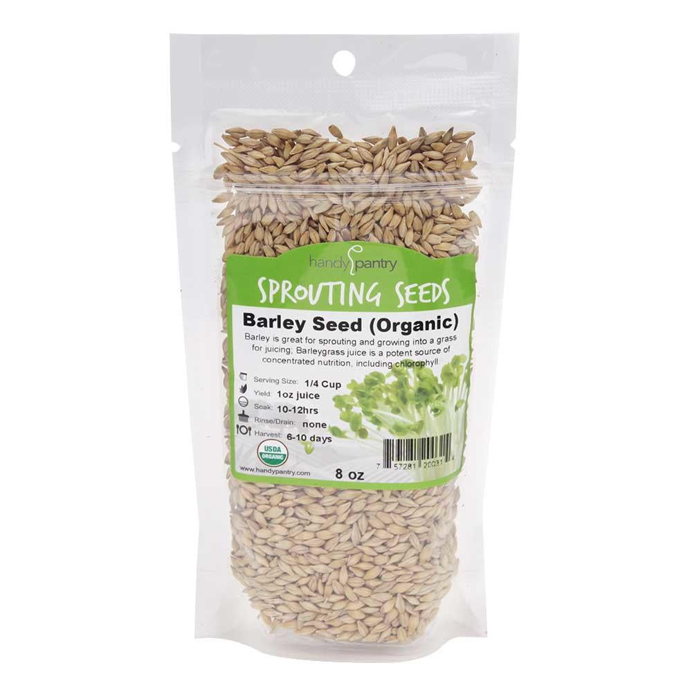 Organic Barley Seeds - 8 Oz - Whole (Hull Intact) Barleygrass Seed ...