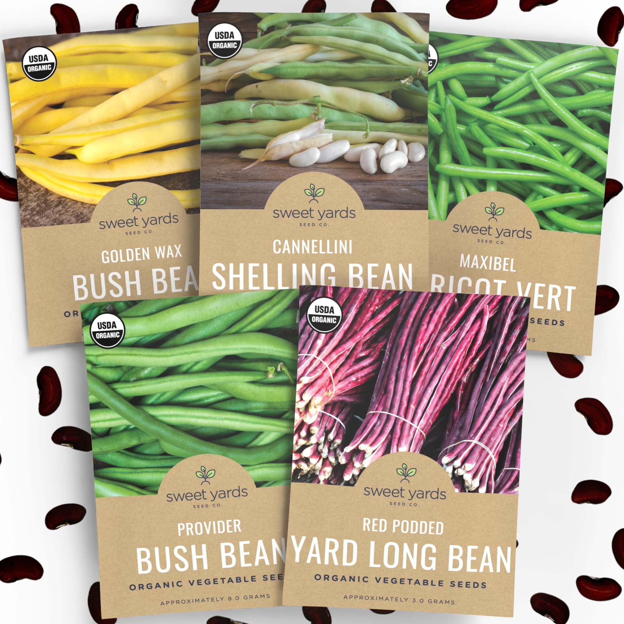 Organic Bean Seeds Variety Pack - MVR1 5 Individual Packs - 2025 Season ...