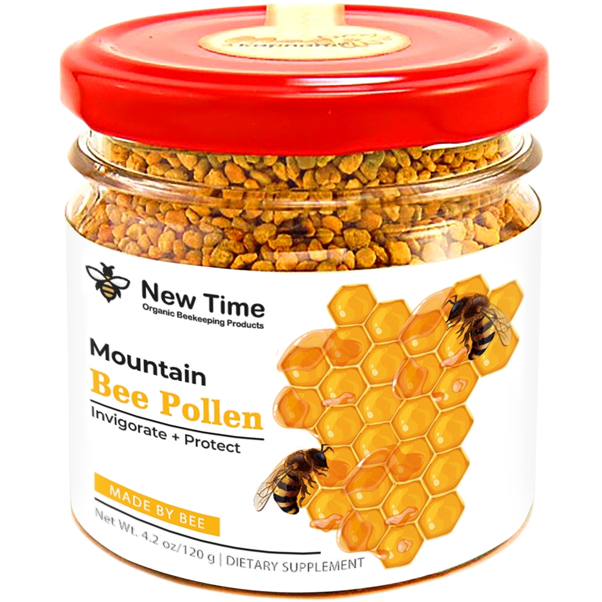 New Time Organic Bee Pollen 4.2oz, Nutrient-Rich Flower Pollen ...