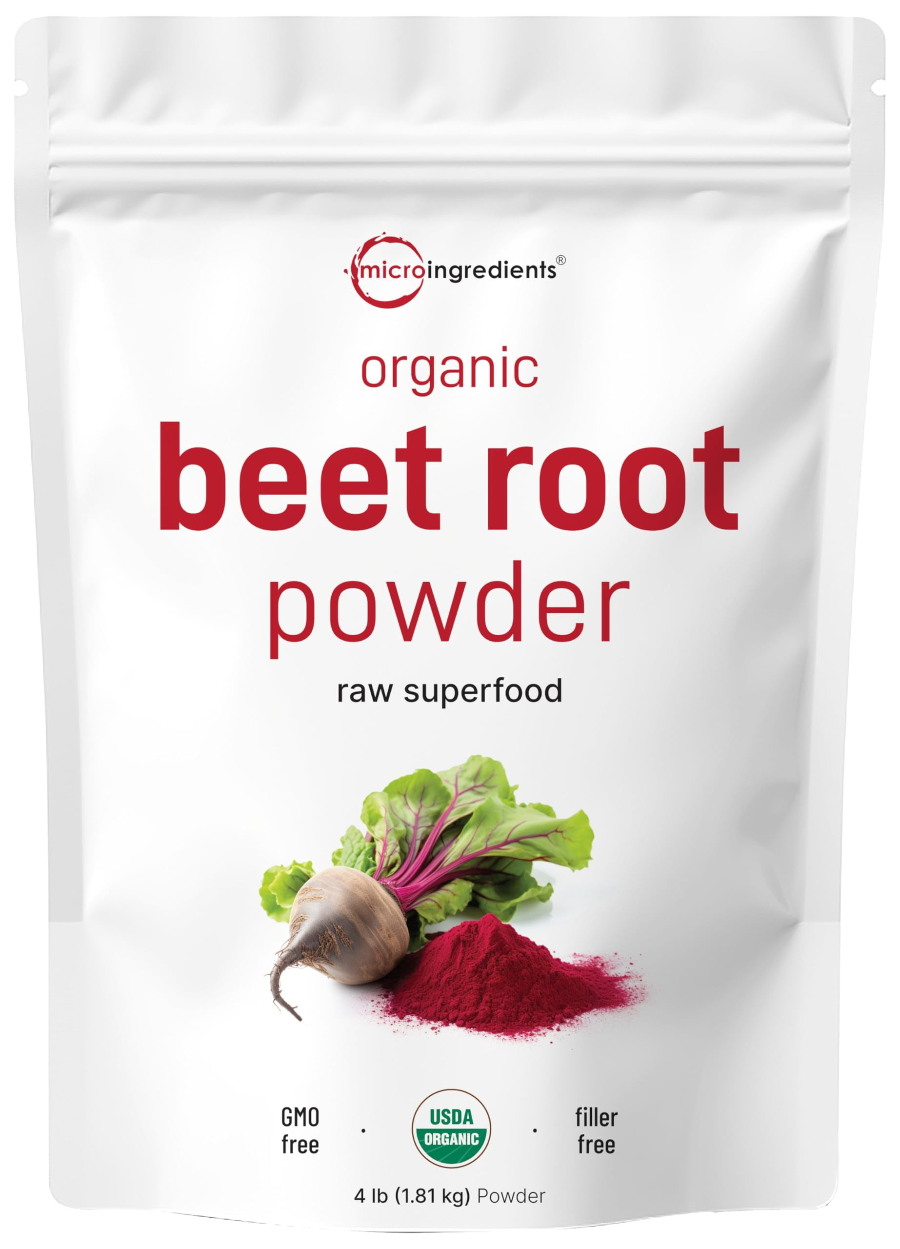 Organic Beet Root Powder, 4 Pounds BSL1 | Cold Pressed, Water Soluble ...