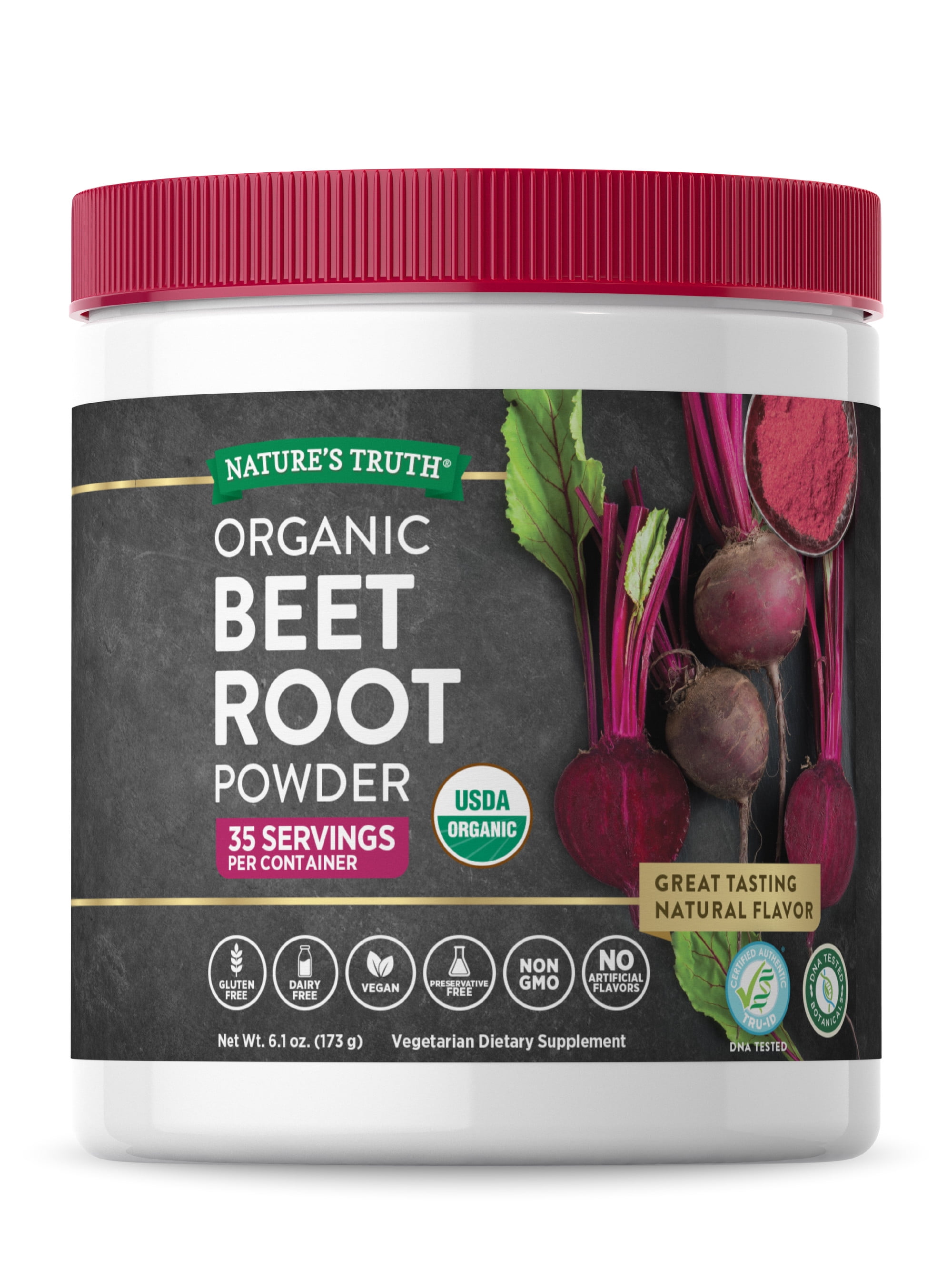 Organic Beet Root Powder | 6.1 oz | Vegetarian, Non-GMO, Gluten Free | Nature's Truth - Walmart.com