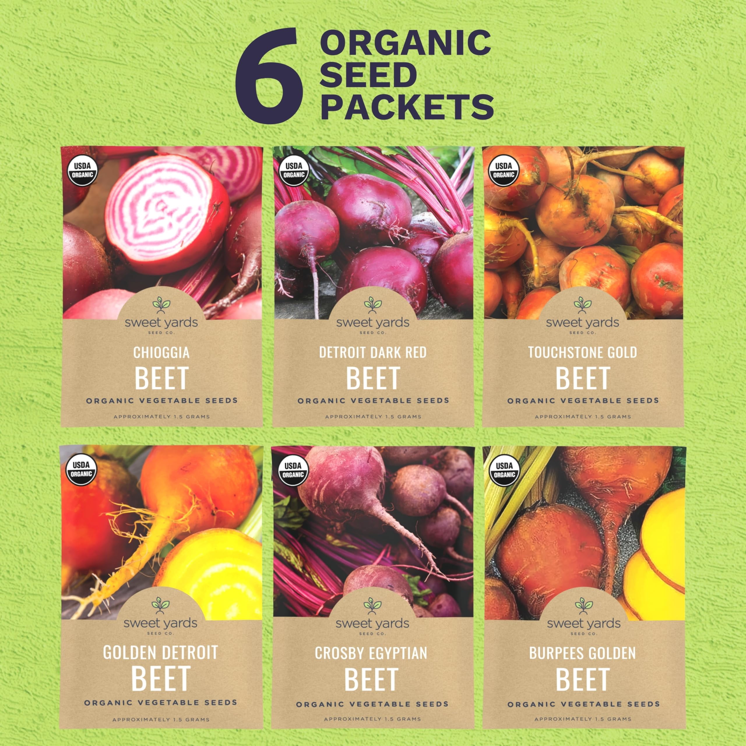 Organic Beet Seeds Variety Pack - 6 H2FSDIndividual Packs - 2025 Season ...