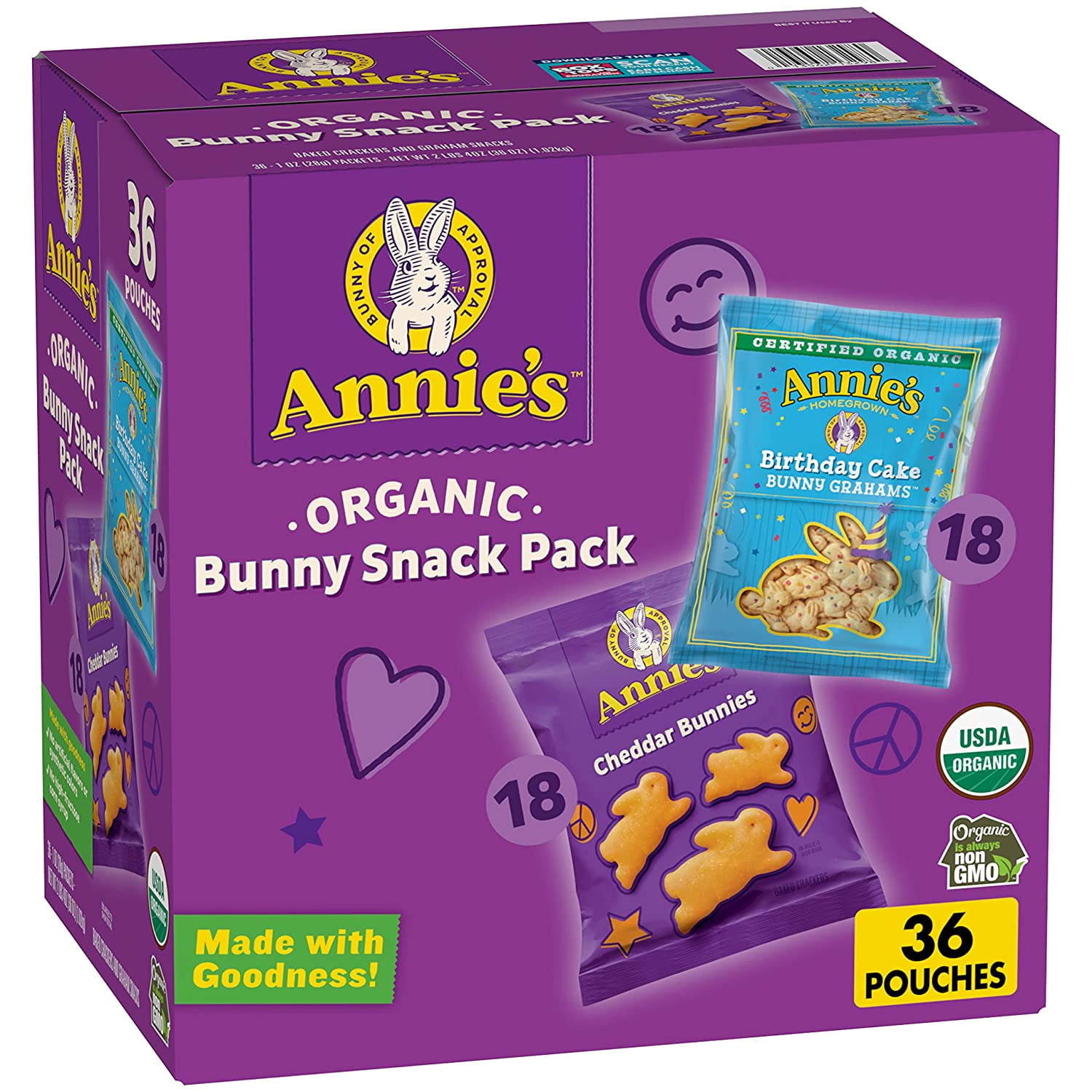 Organic Birthday Cake Bunny Grahams and Cheddar Bunnies Snack Pack ...