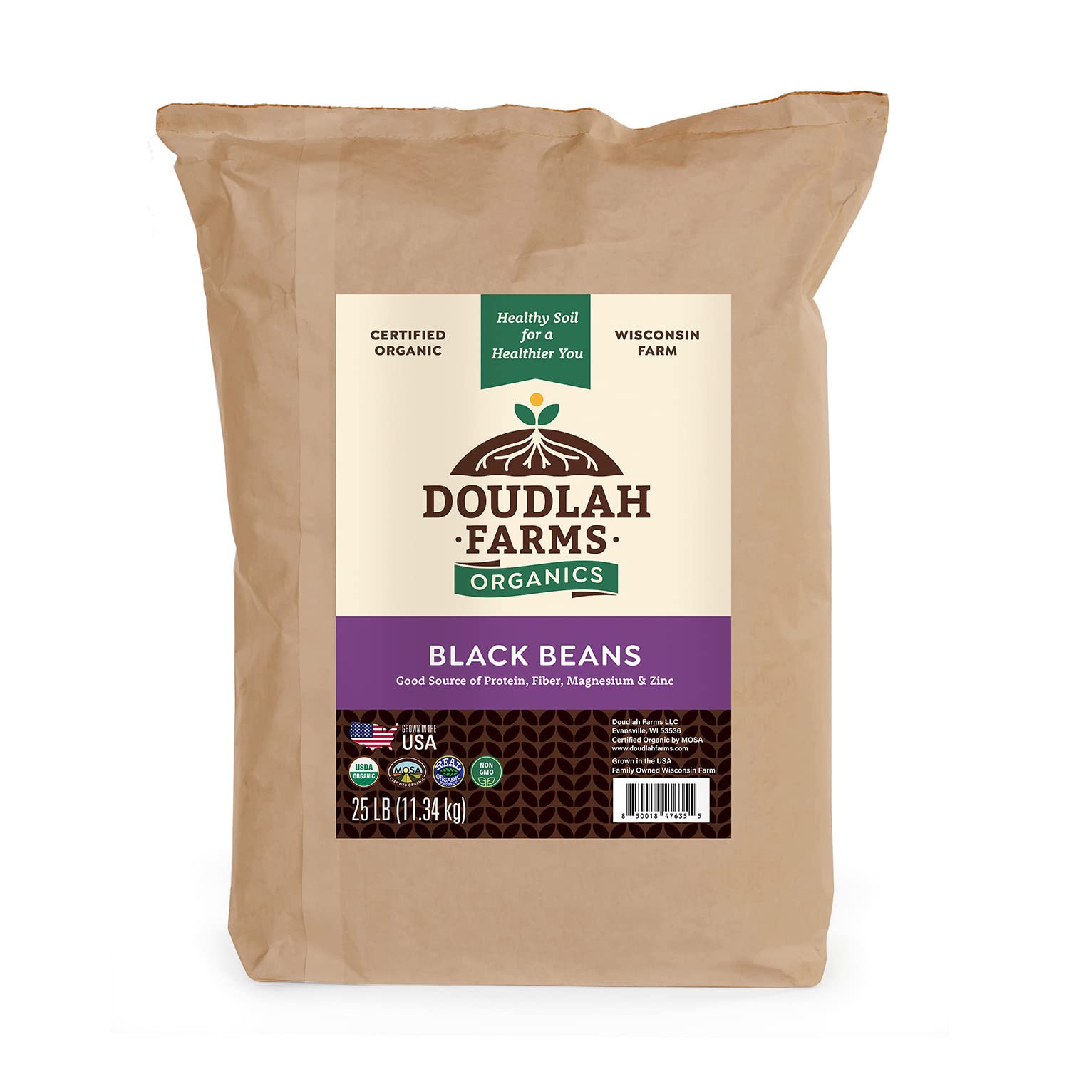 Doudlah Farms Organic Black Beans - Vegan, Non-GMO, USA Grown, Protein ...