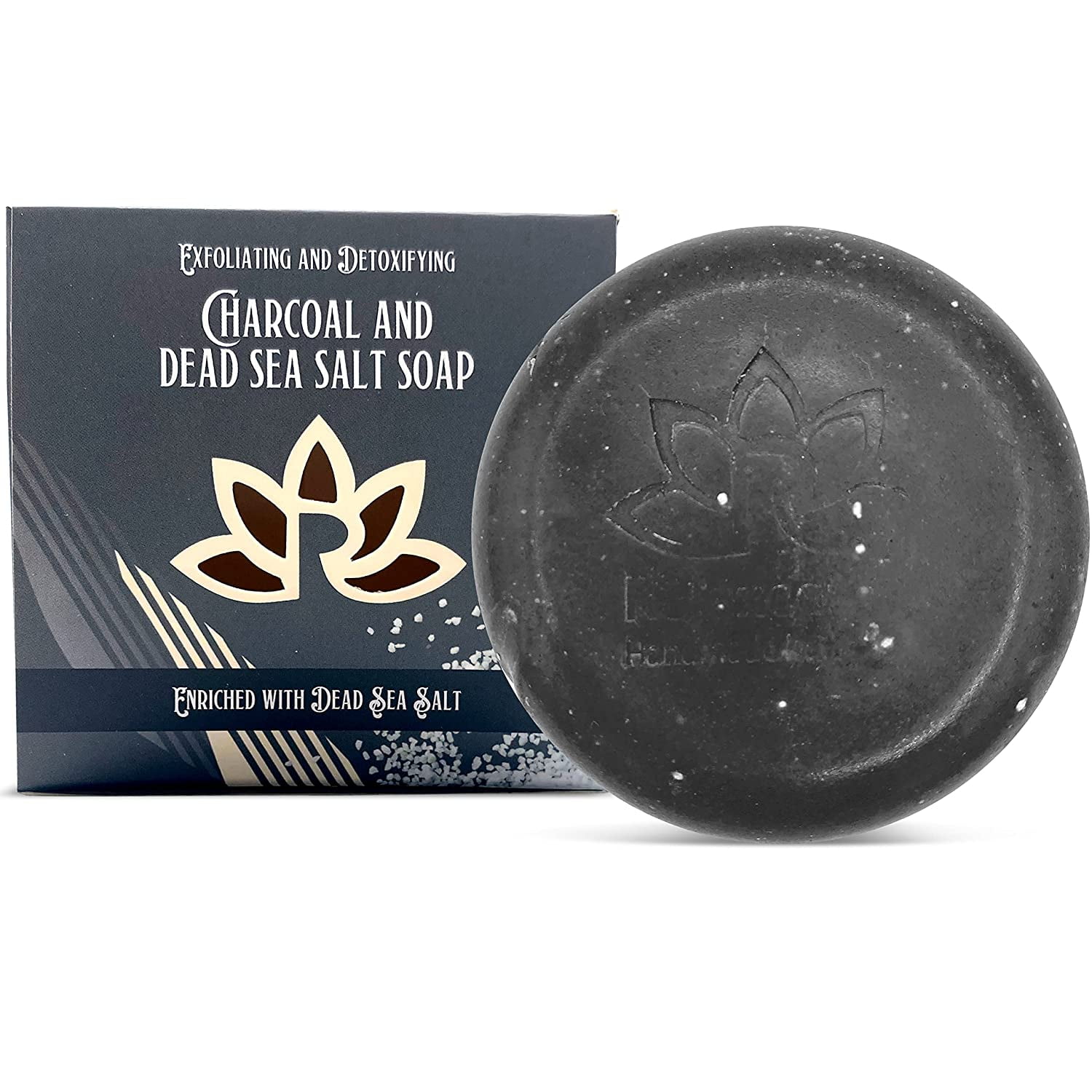 RELAXCATION, Organic Black Charcoal Soap Bar, Dead Sea Salt, Charcoal ...