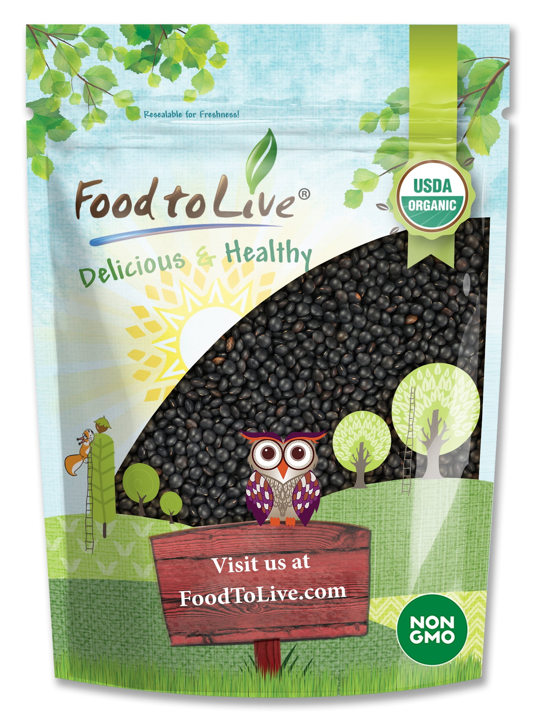 Food to Live Organic Black Lentils, 1 Pound — Non-GMO, Kosher, Raw ...