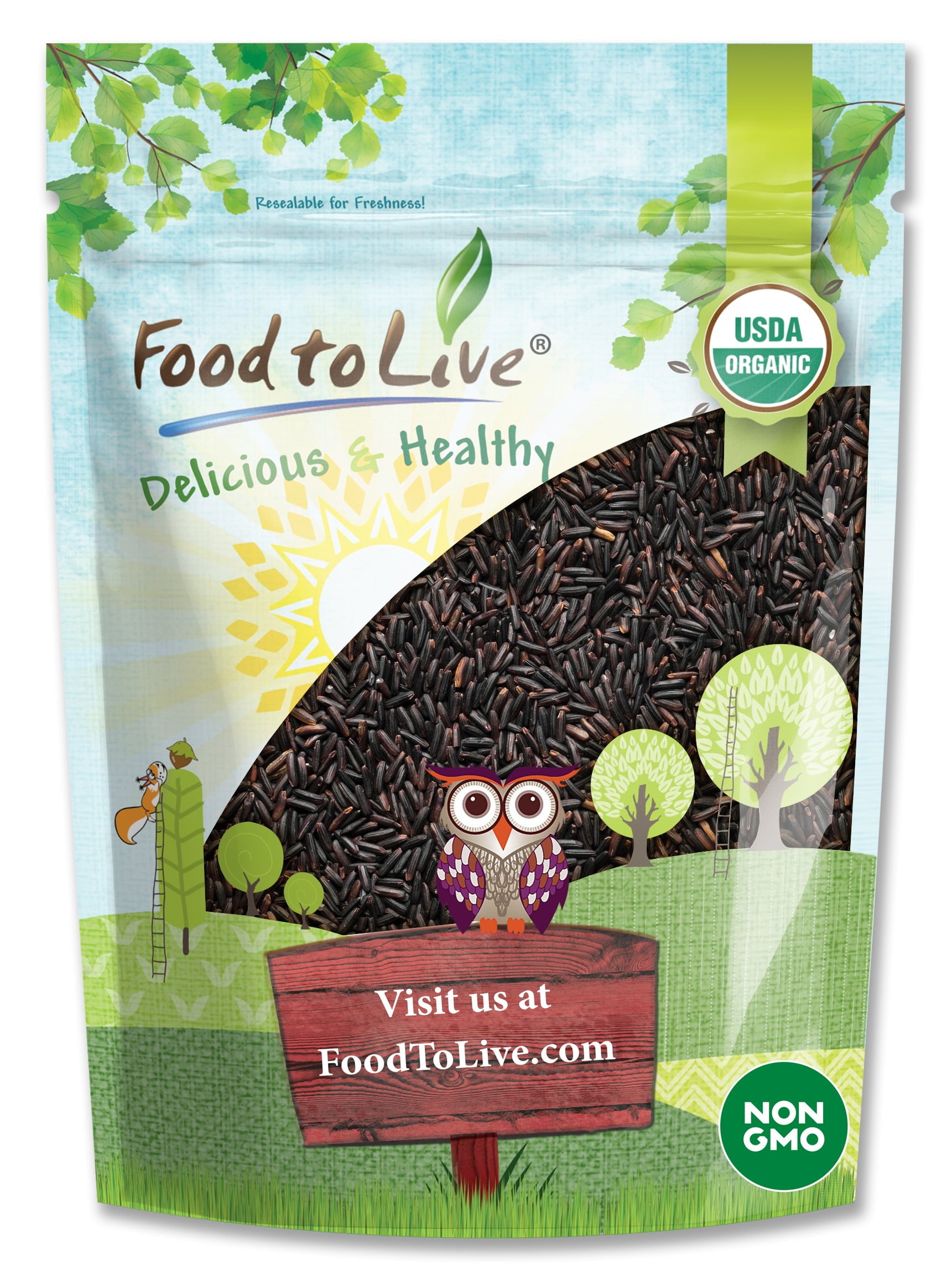 Organic Black Rice, 5 Pounds — Whole Grain Non-GMO Rice, Kosher, Vegan ...
