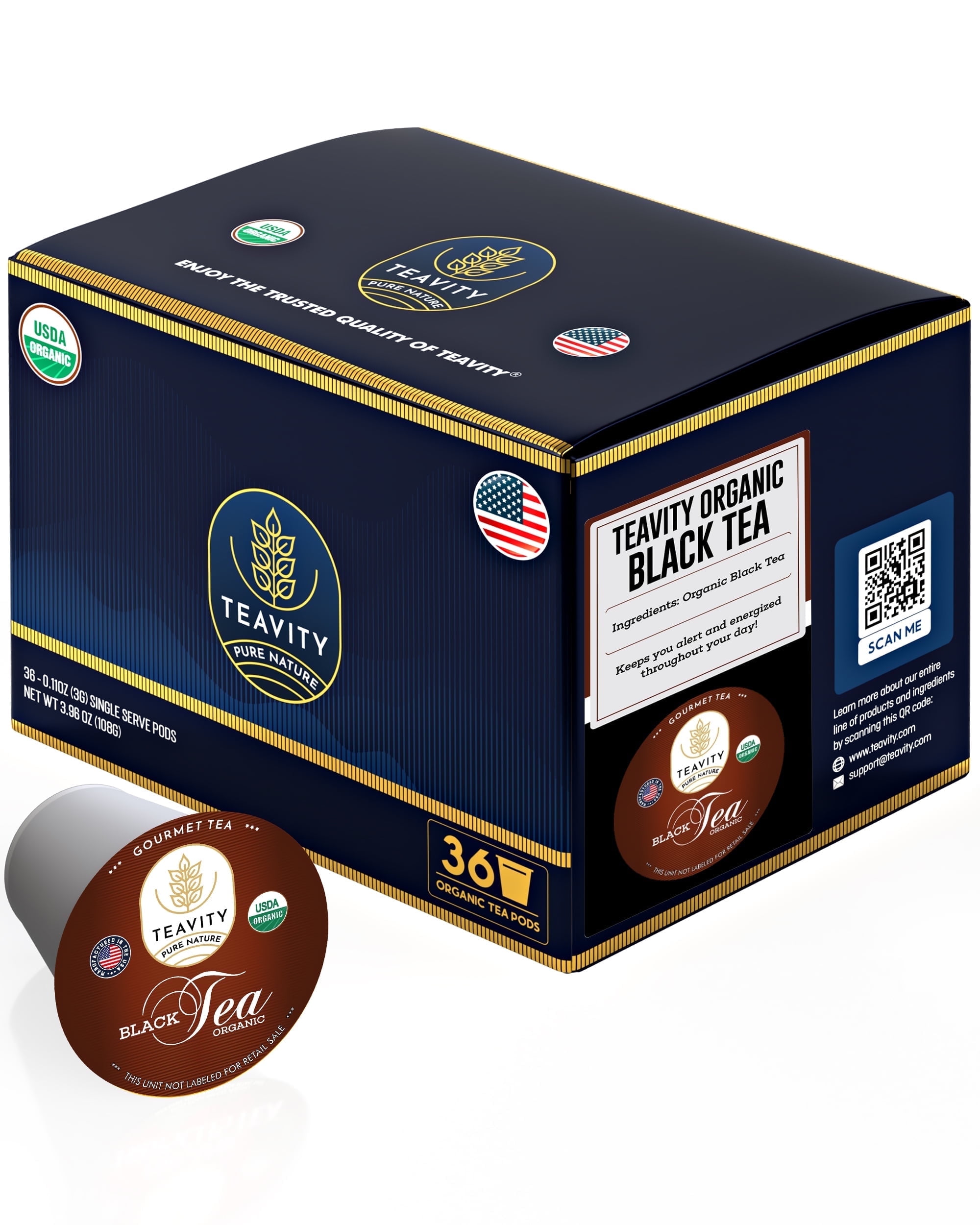 Organic Black Tea Pods Compatible with Keurig Brewers by Teavity - 36 ...